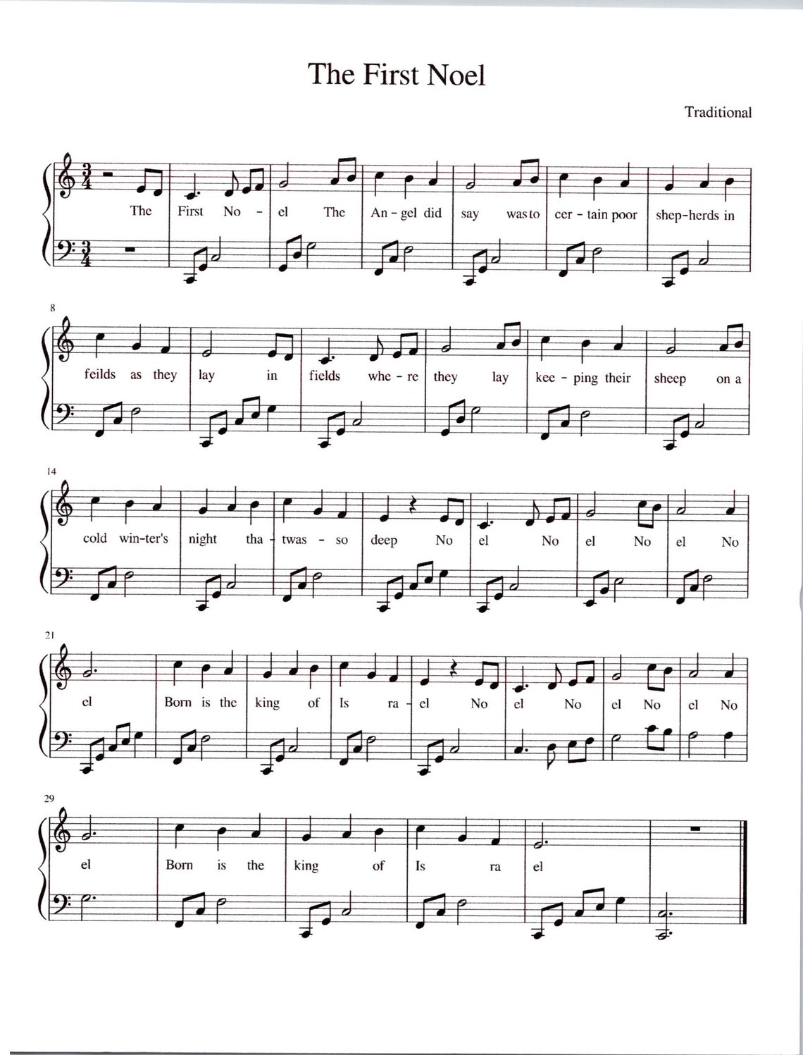 The First Noel - Digital Late Beginner Christmas Hymn Tune - Key of C ...