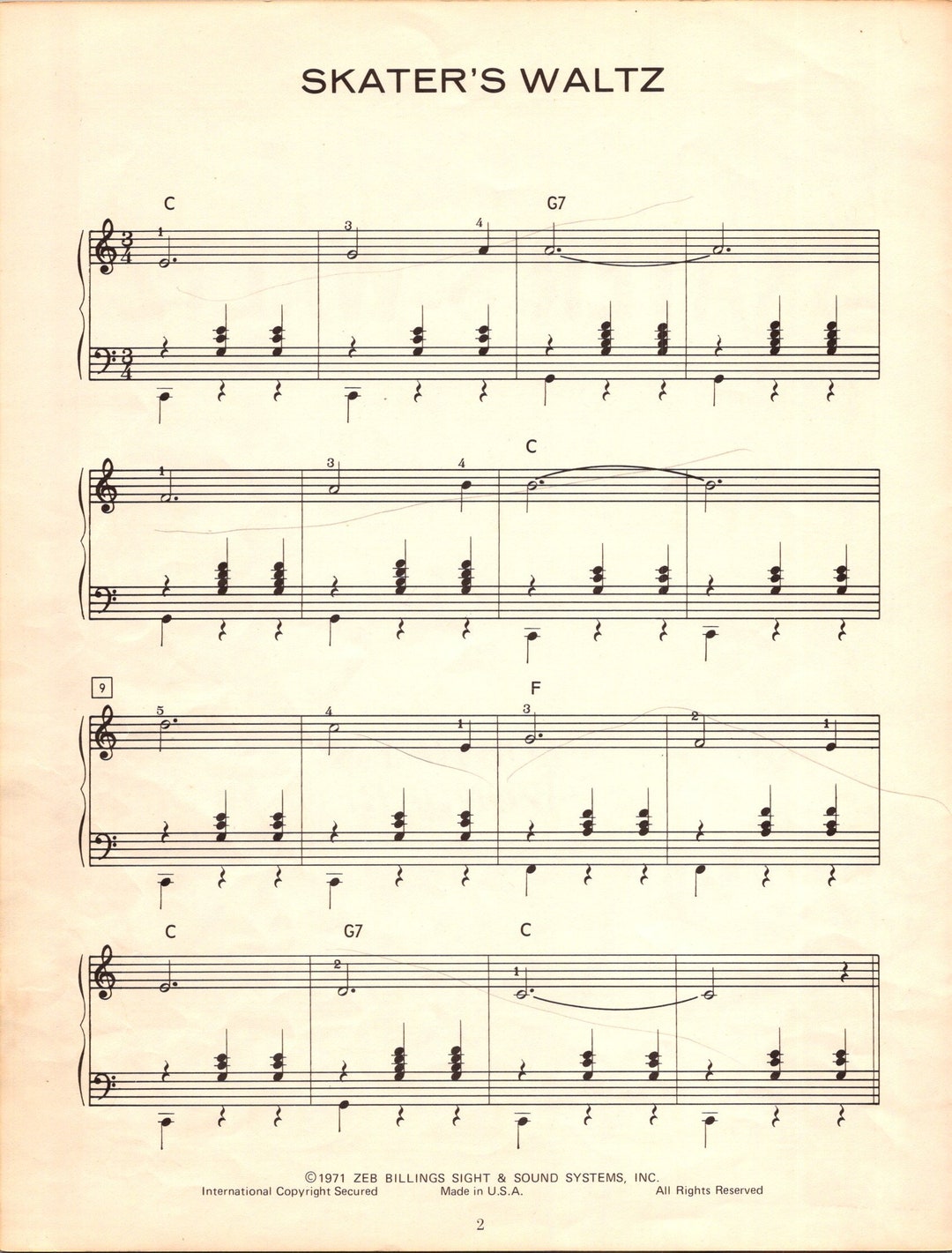 Skater's Waltz Piano Solo - Digital Sheet Music Key of C for Piano ...