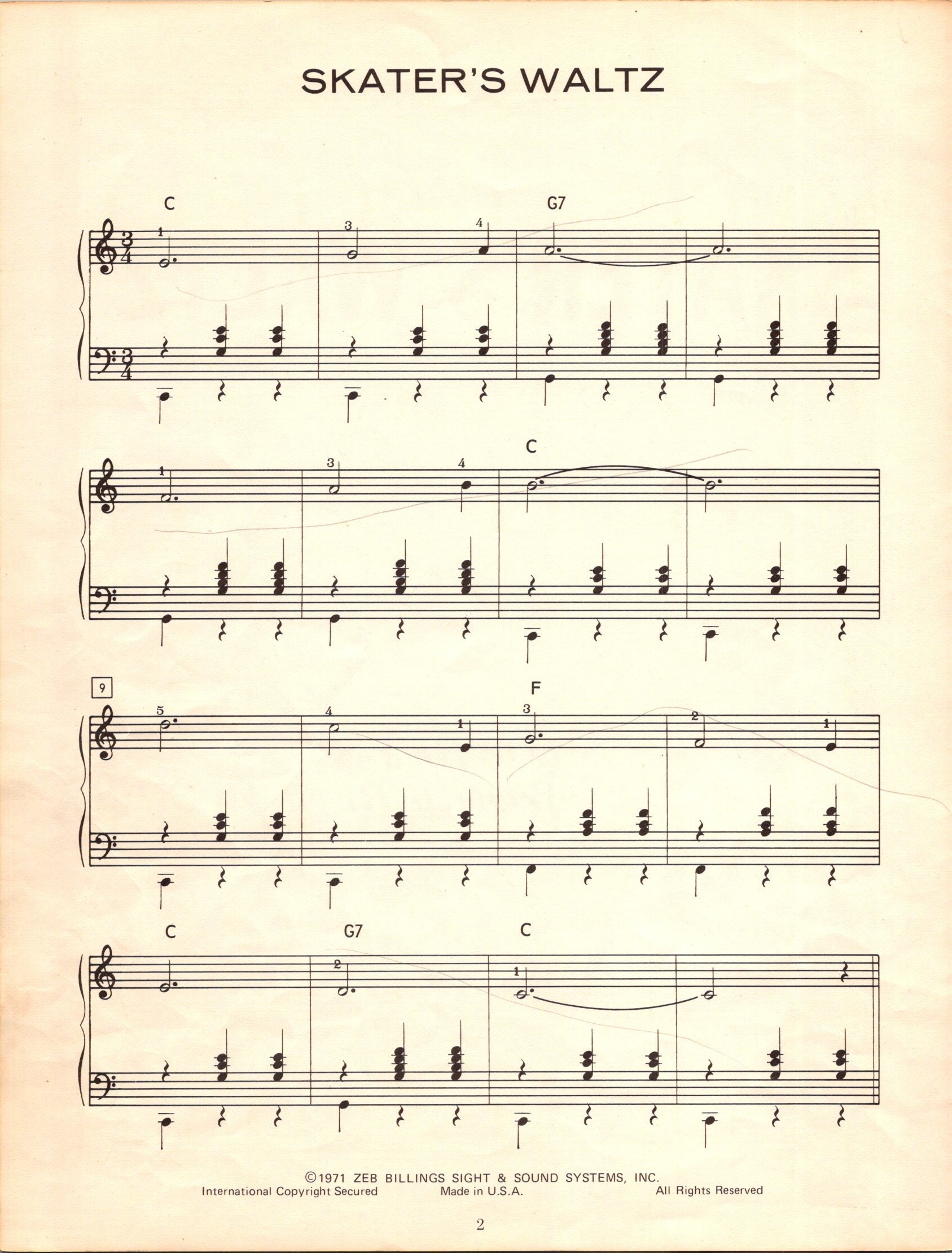 Skater's Waltz Piano Solo - Digital Sheet Music Key of C for Piano ...