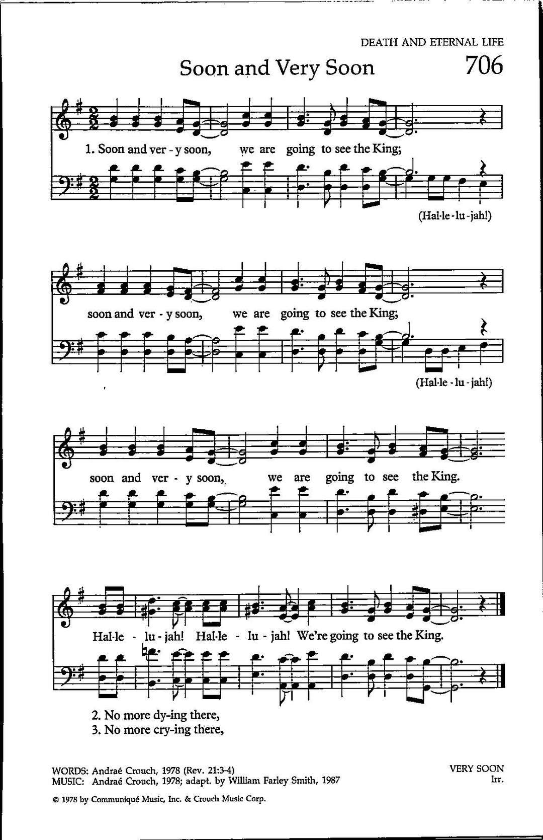 Soon and Very Soon by Andrae Crouch 1978 - Digital Hymn Sheet Music for ...