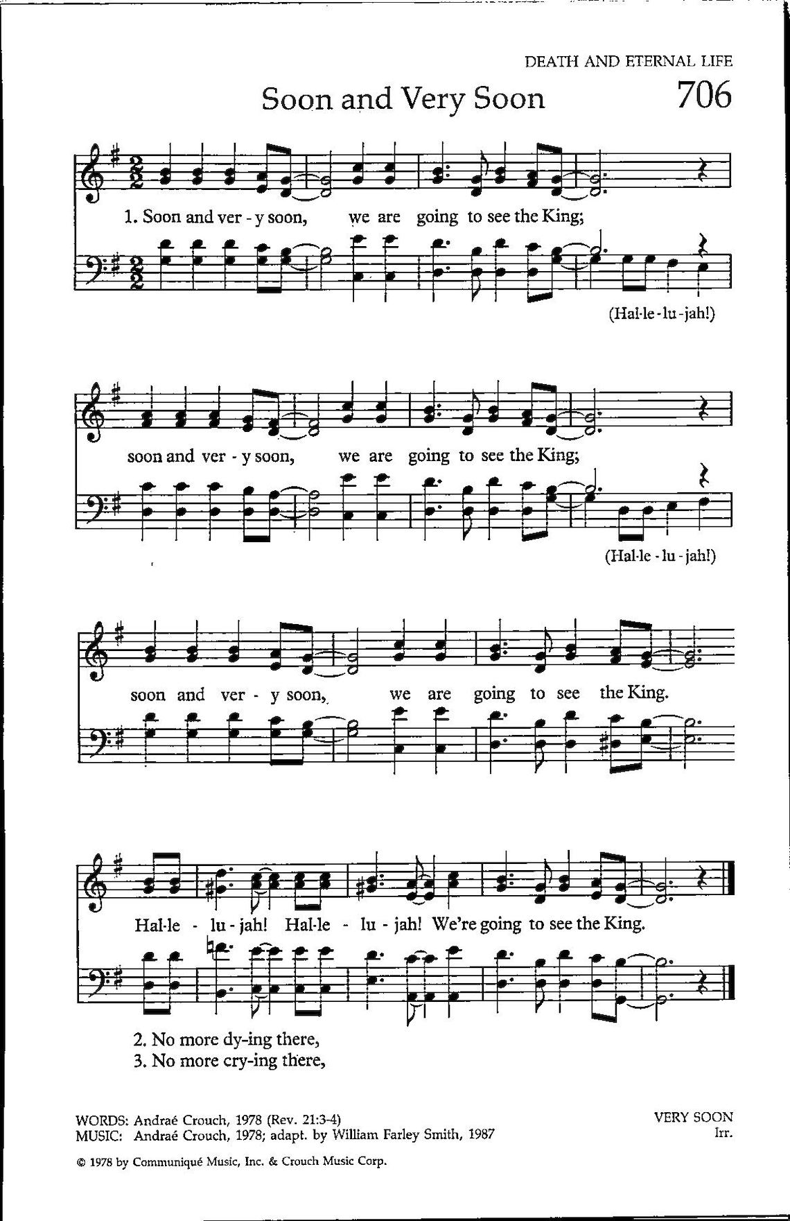 Soon and Very Soon by Andrae Crouch 1978 - Digital Hymn Sheet Music for ...