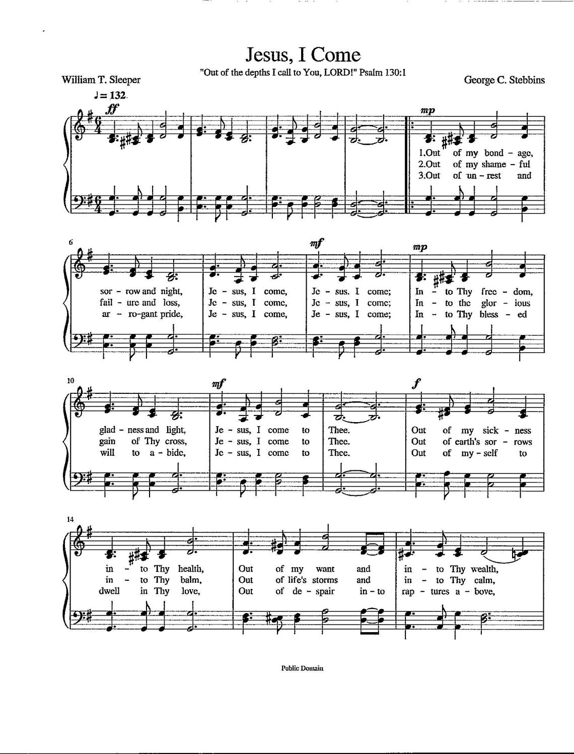 Jesus, I Come - Digital Printable Hymn Tune - Key of G - Etsy