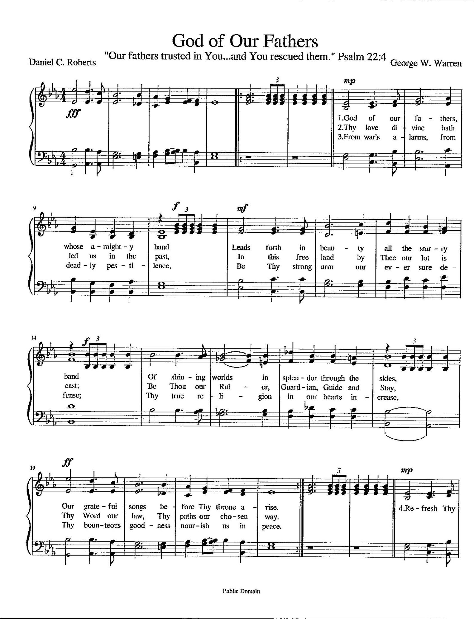 God of Our Fathers - Digital Download Printable Hymn Tune With Lyrics ...