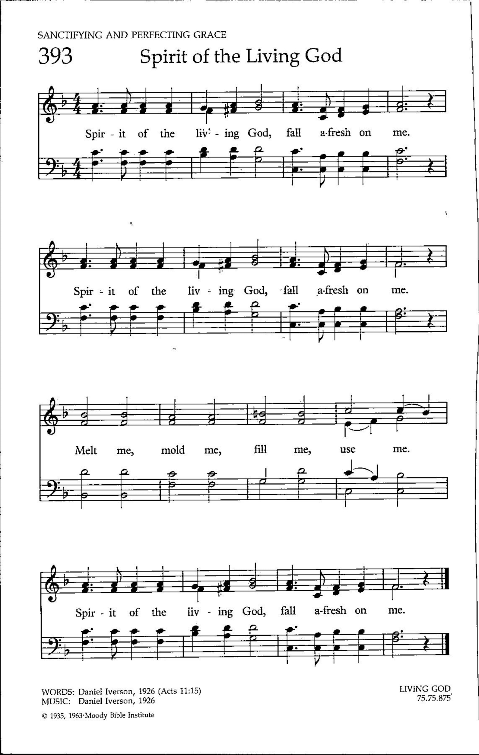 Spirit of the Living God by Iverson 1926 - Digital Hymn Sheet Music ...