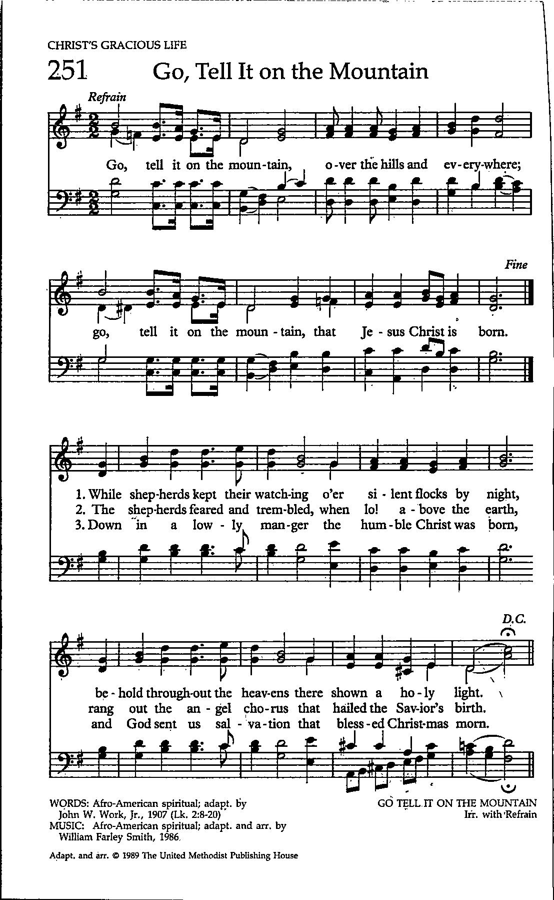 Go Tell It on the Mountain - Digital Hymn Tune Download Key of G - Etsy