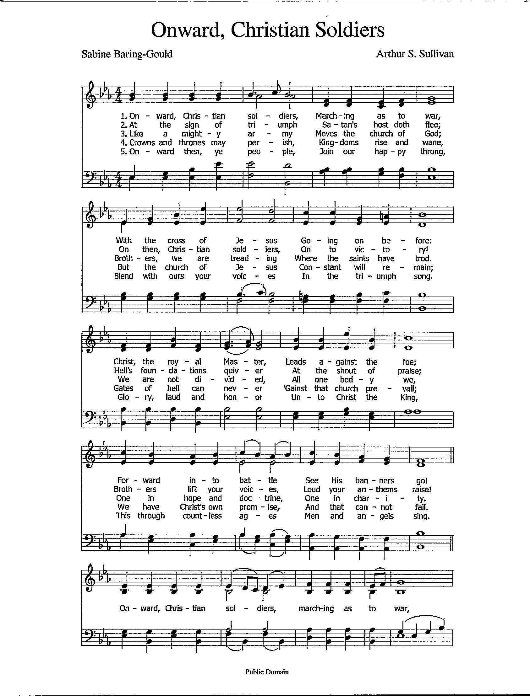Onward Christian Soldiers - Digital Printable Hymn Tune - Key of E Flat ...