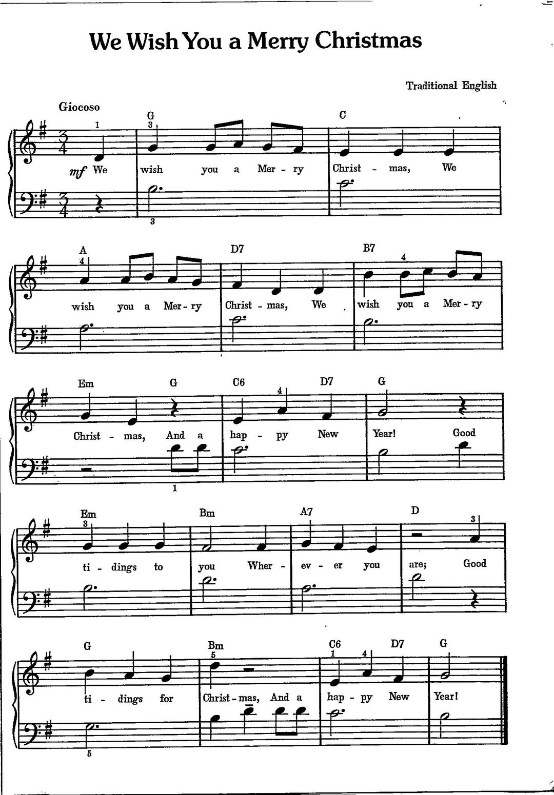 We Wish You a Merry Christmas - Printable Christmas Piano Keyboard ...