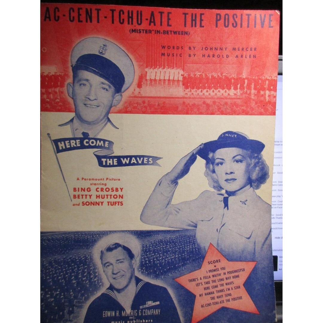 1944 Ac-cent-tchu-ate the Positive Sheet Music Piano Vocal Guitar Key ...