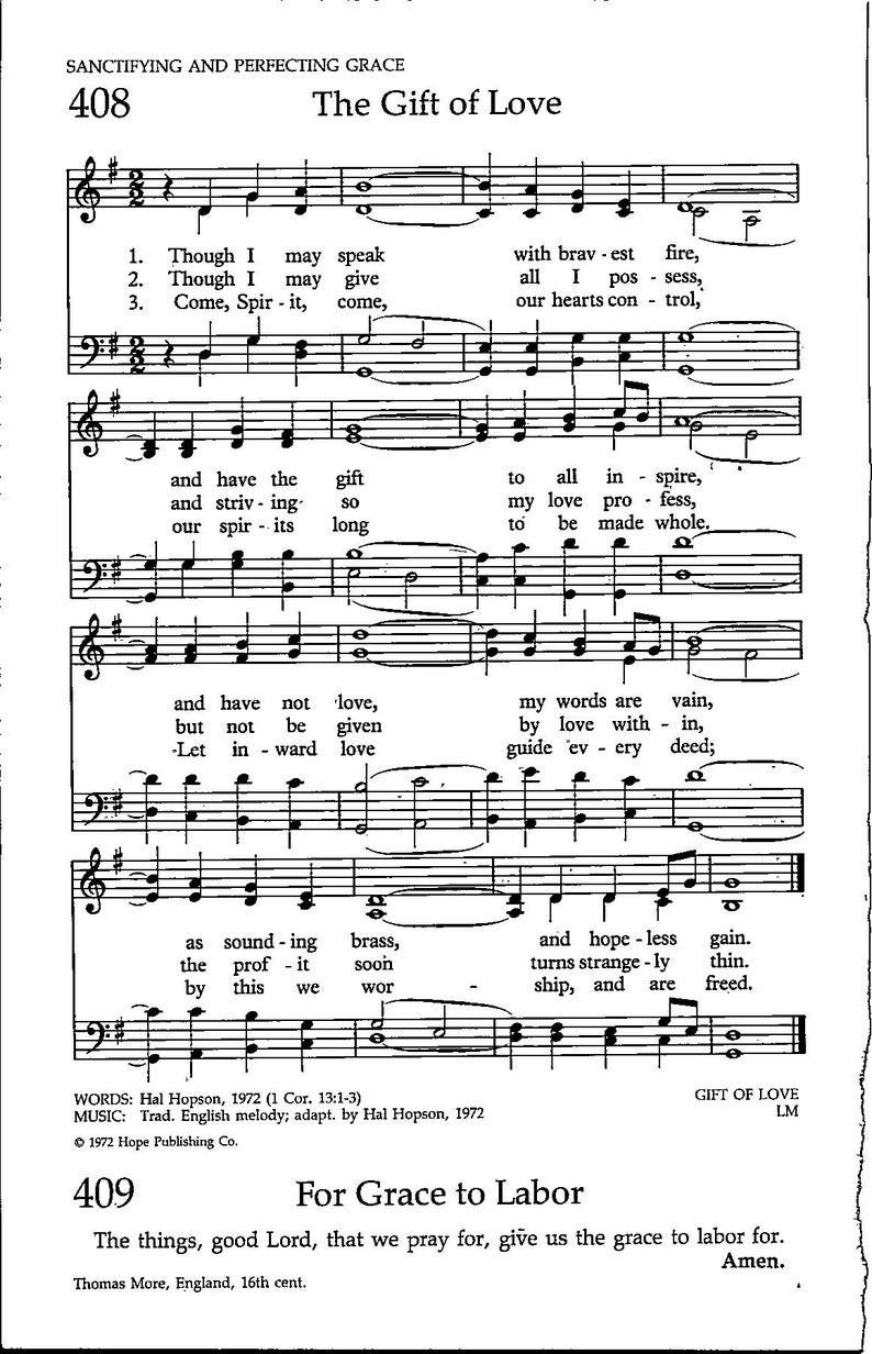 The Gift of Love - Digital English Melody Hymn Sheet Music Key of G - Etsy
