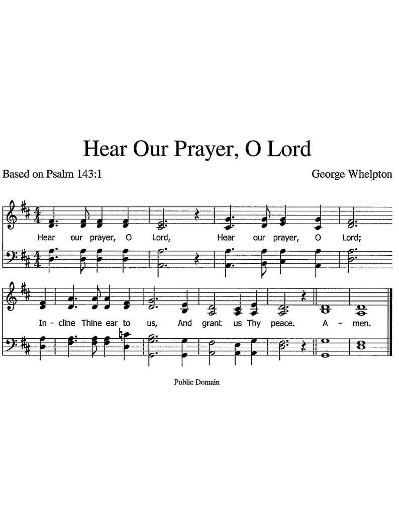 Hear Our Prayer, O Lord - Digital Printable Prayer Response Hymn - Key ...