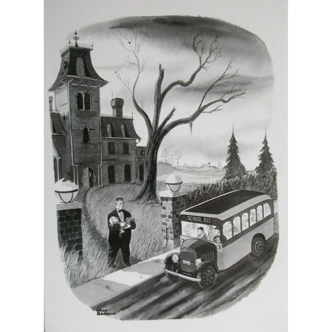 Chas Addams Card Art Print - Lurch Bus 1951 (see Photos & Description ...