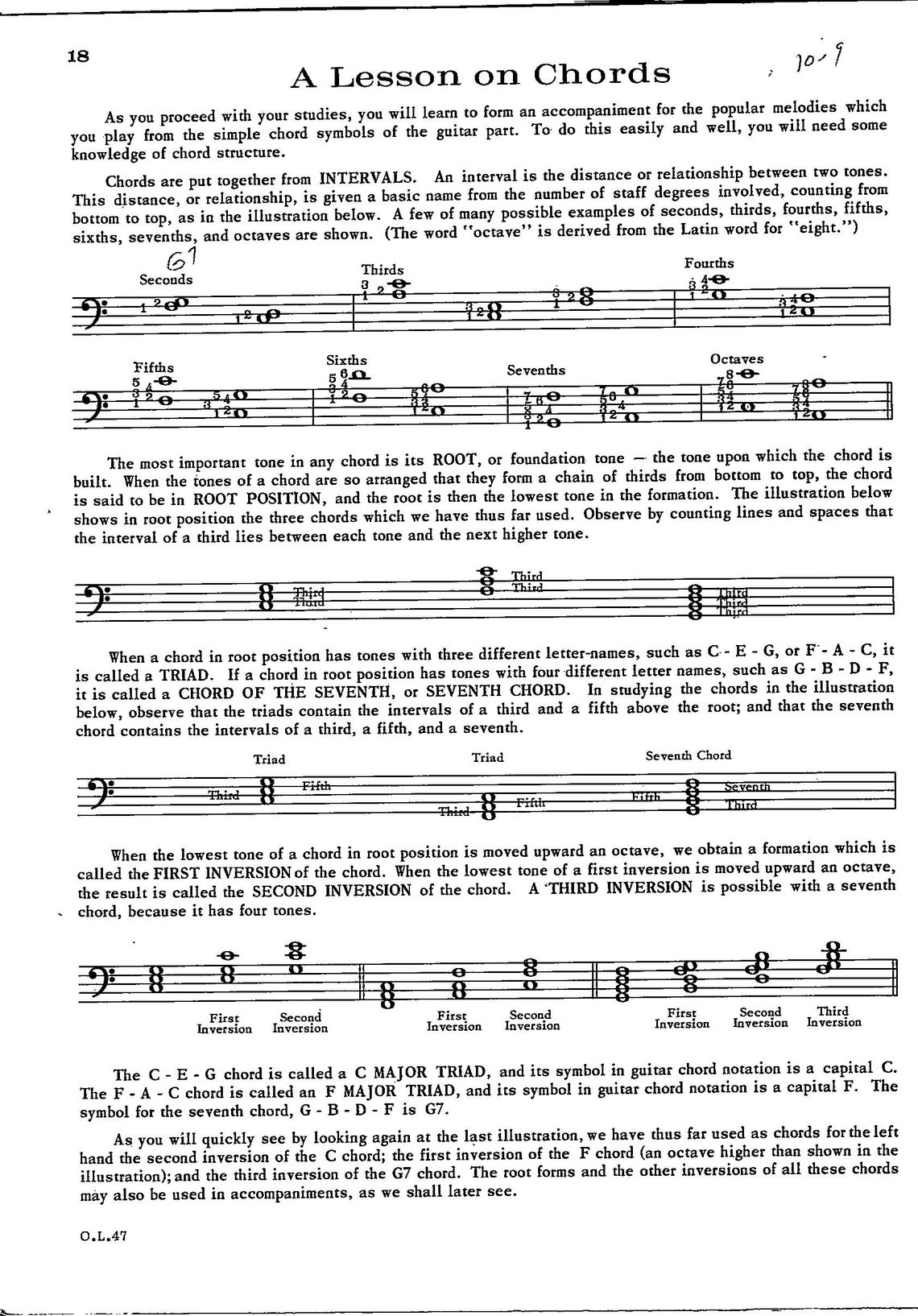 A Lesson on Chords for Piano Keyboard or Organ - Etsy