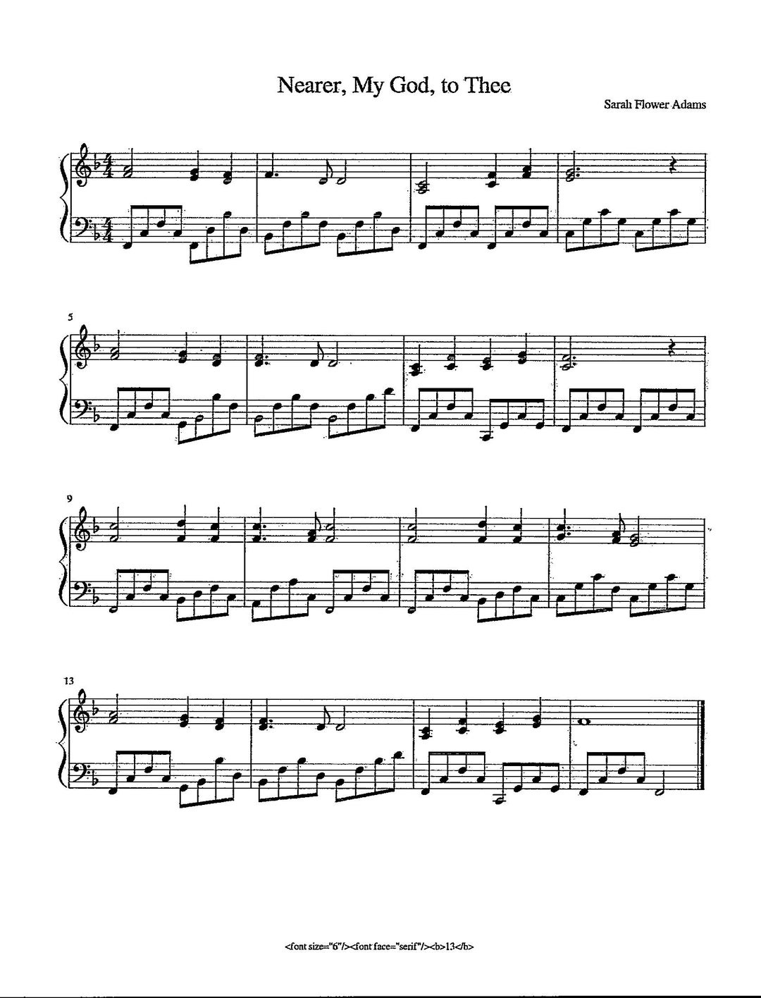 Nearer My God to Thee - Digital Easy Piano Solo Hymn Tune Sheet Music ...