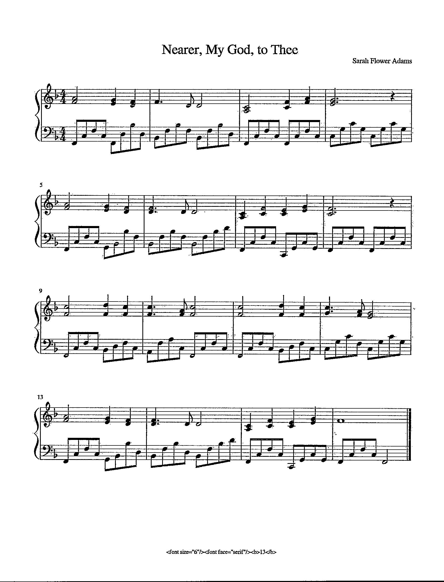 Nearer My God to Thee - Digital Easy Piano Solo Hymn Tune Sheet Music ...