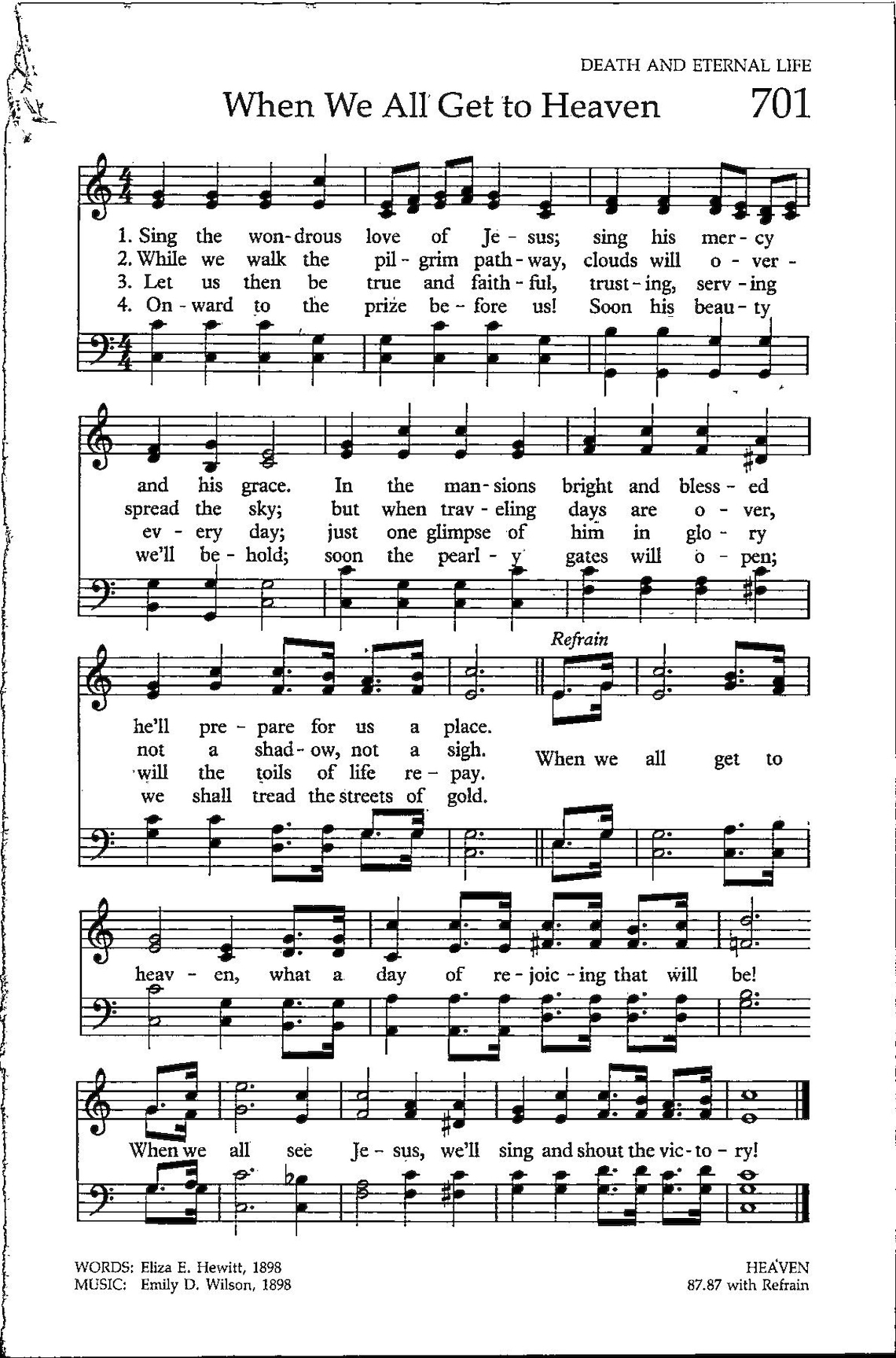 When We All Get to Heaven - Digital Hymn Tune Sheet Music Key of C - Etsy