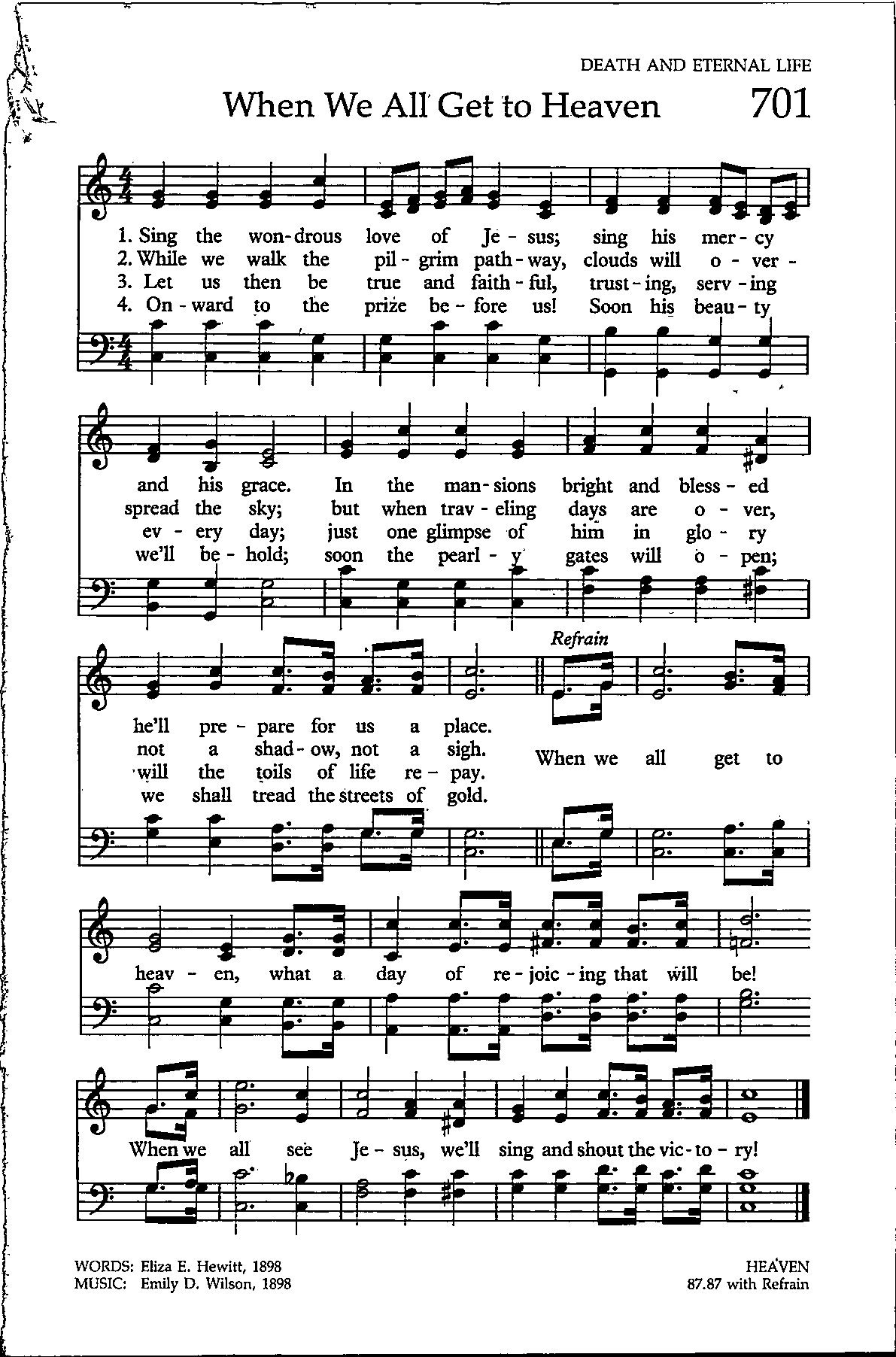 When We All Get to Heaven - Digital Hymn Tune Sheet Music Key of C - Etsy