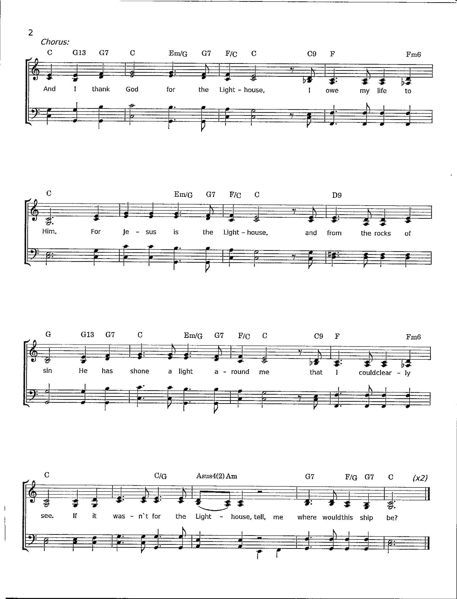 The Lighthouse - Printable Digital Download Hymn Tune - Key of C - Etsy