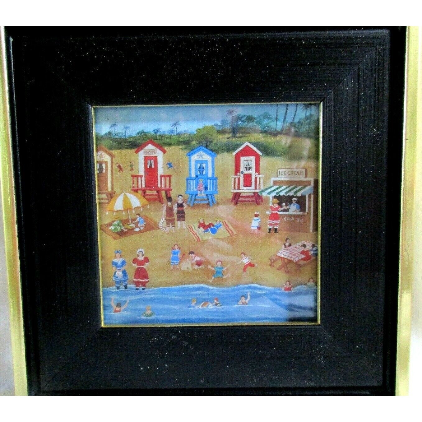 Mary Singleton Folk Art A Day at the Beach Calendar Framed Print - Etsy