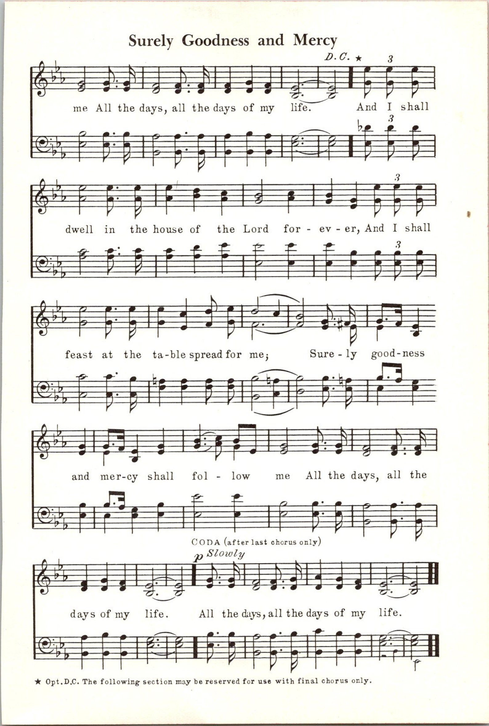Surely Goodness and Mercy (complete Arrangement) - Digital Hymn Sheet ...