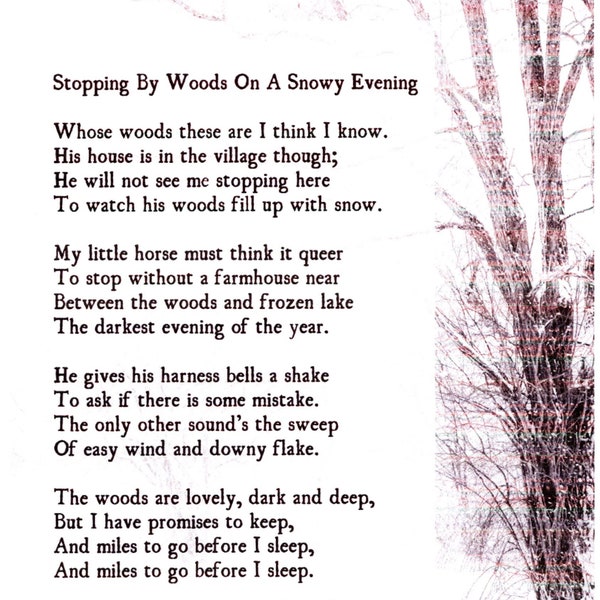Stopping by Woods on a Snowy Evening Vintage Print - Etsy