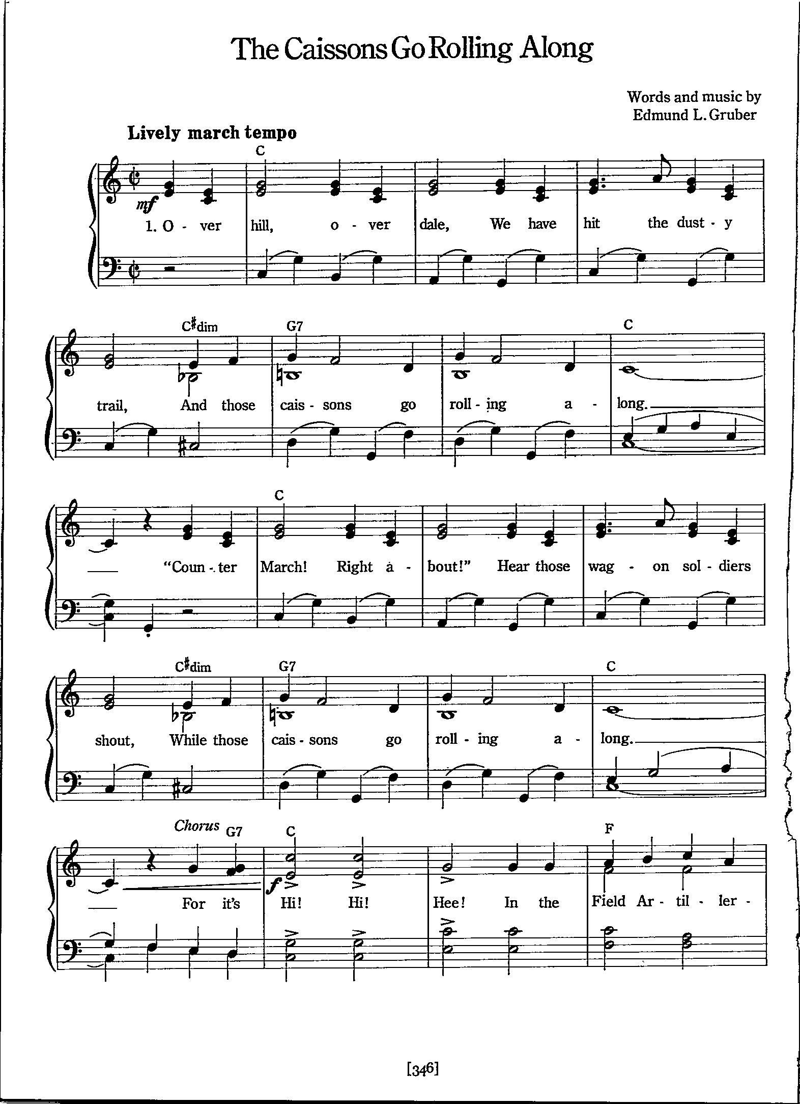 The Caissons Go Rolling Along Sheet Music - Digital Military Tune Key ...