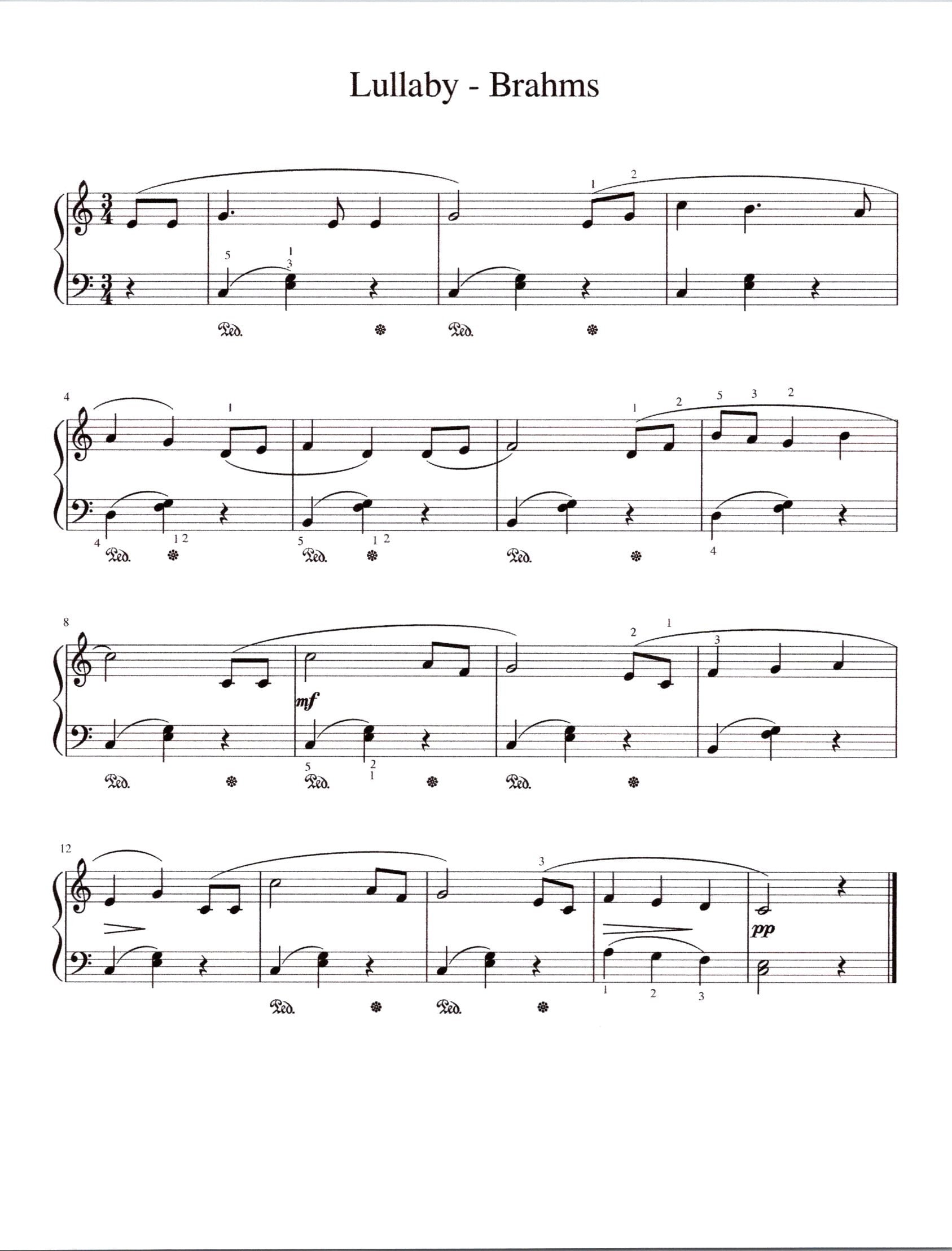 Lullaby by Brahms - Beginner Level - Digital Piano Solo Key of C - Etsy Lullaby by Brahms - Beginner Level - Digital Piano Solo Key of C - Etsy
