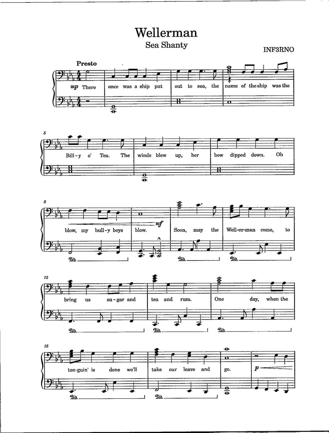 Wellerman Sea Shanty - Digital Download Sheet Music for Piano and Voice ...