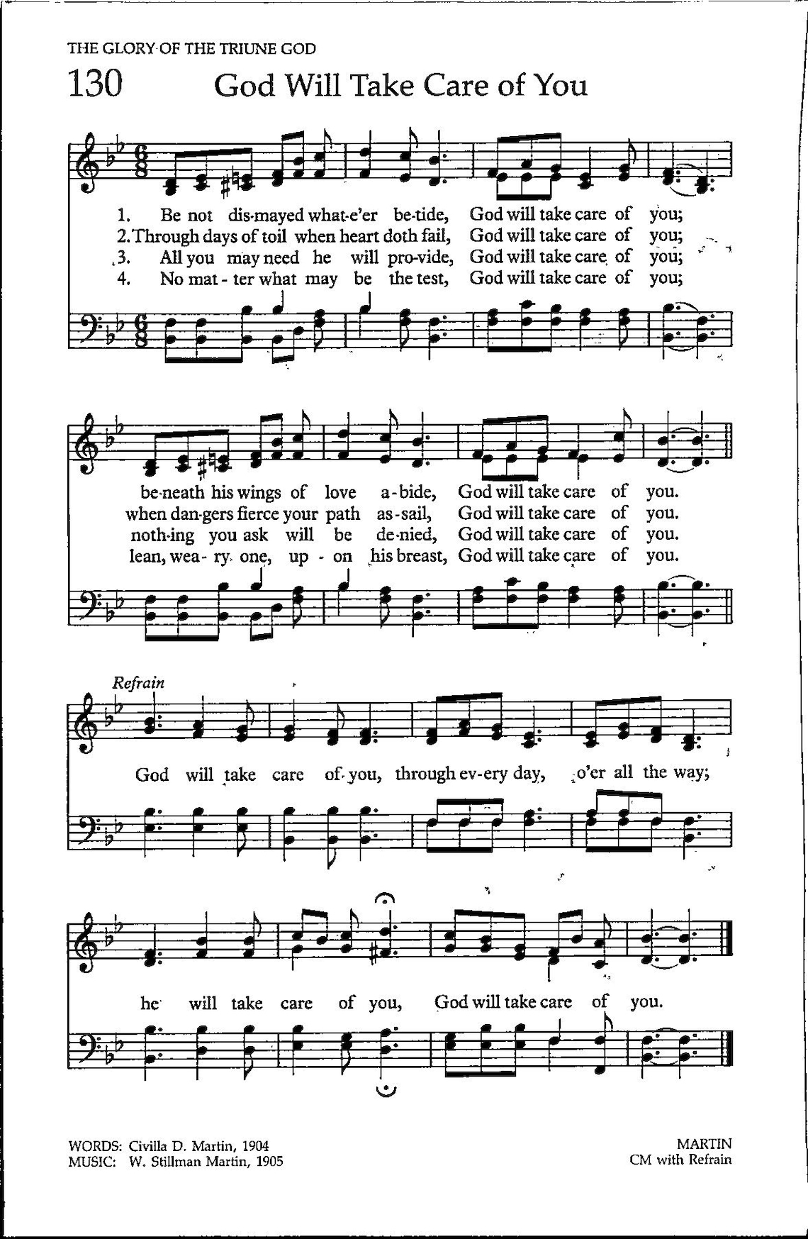 God Will Take Care of You - Digital Hymn Tune Sheet Music Key of B Flat ...