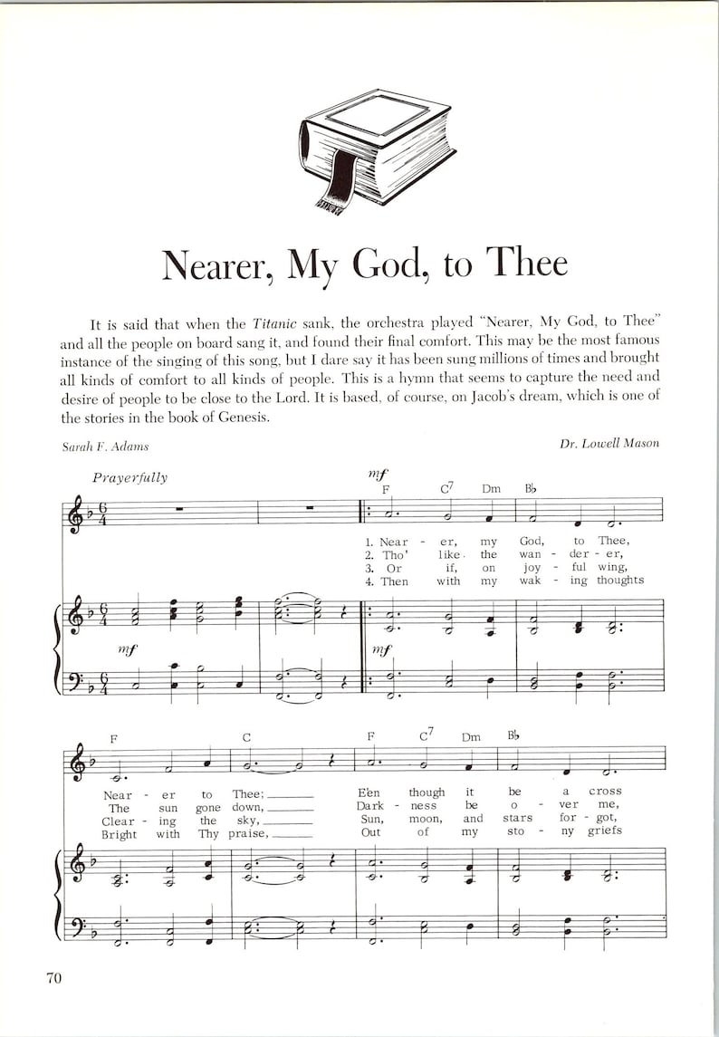Nearer My God to Thee - Digital Sheet Music - Key of F - Etsy