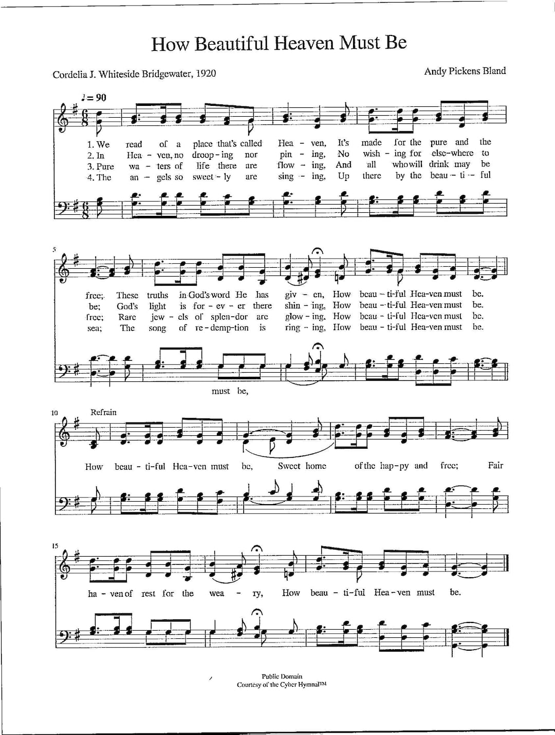 How Beautiful Heaven Must Be - Hymn Tune Digital Printable - Key of G ...