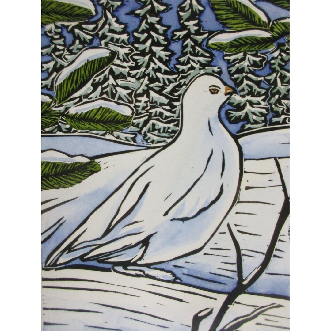 Molly Hashimoto Winter Birds Notecard W/ Envelope - Ptarmigan - Etsy