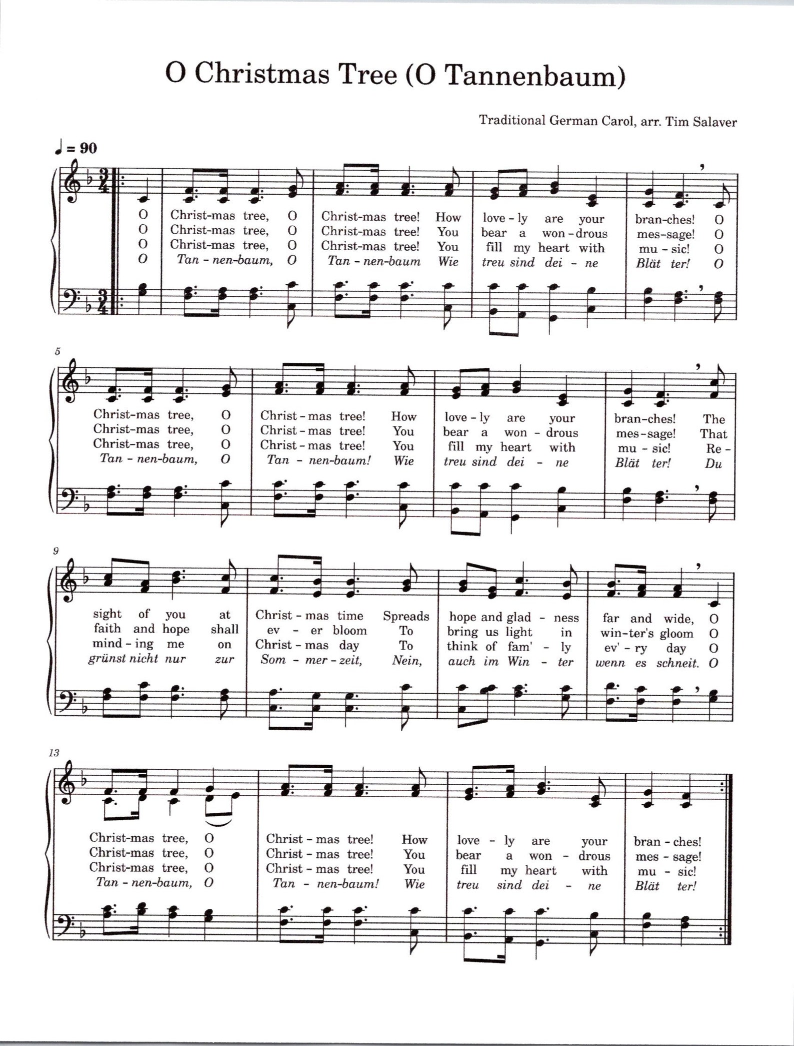 O Christmas Tree (O Tannenbaum) Sheet Music - Digital Christmas Tune ...