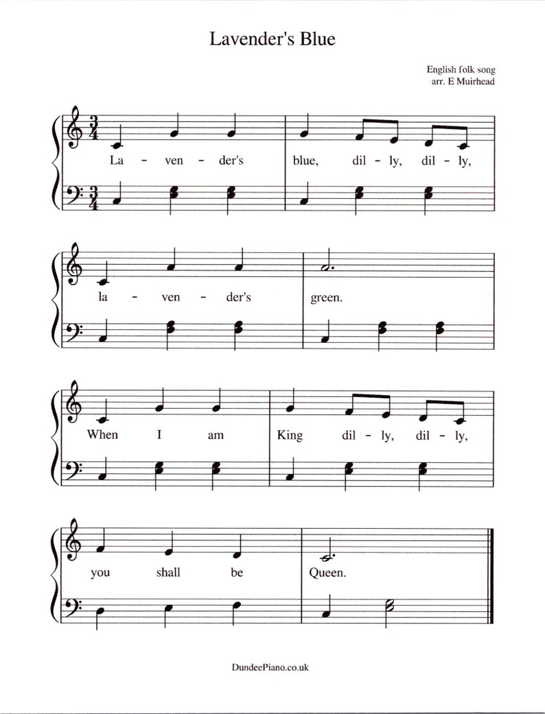Lavender's Blue - Beginner Level - Digital English Folk Song - Key of C ...