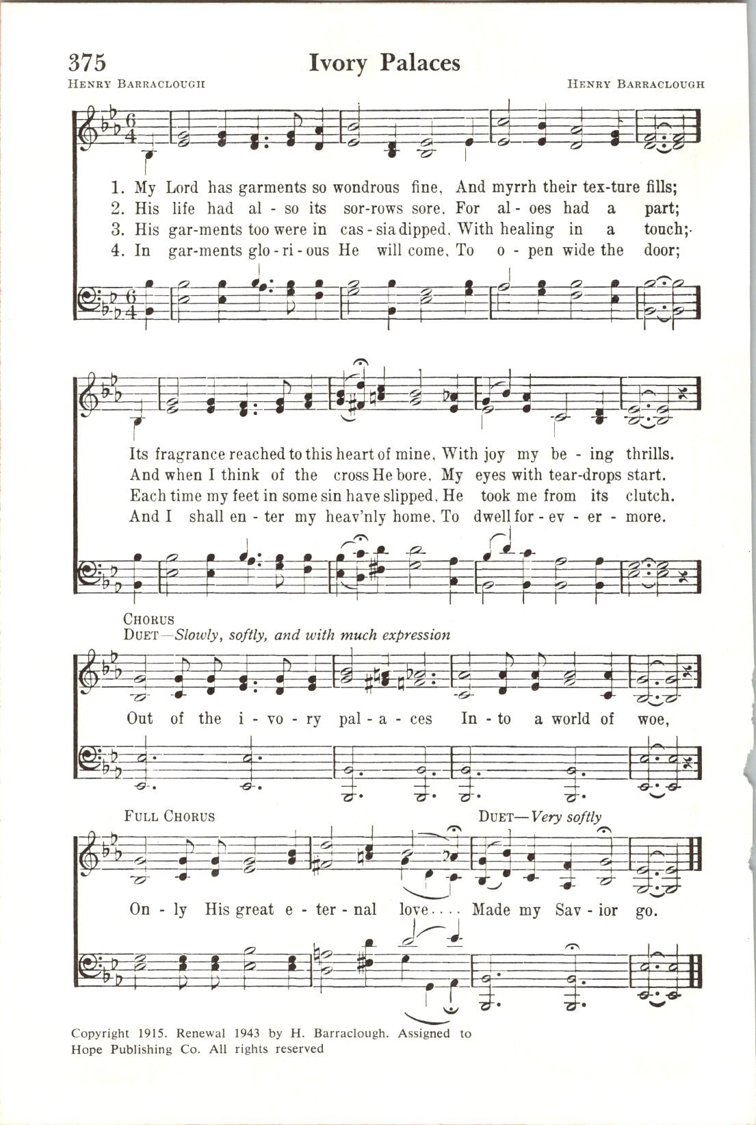 Ivory Palaces - Digital Printable Hymn Sheet Music - Key of E Flat - Etsy