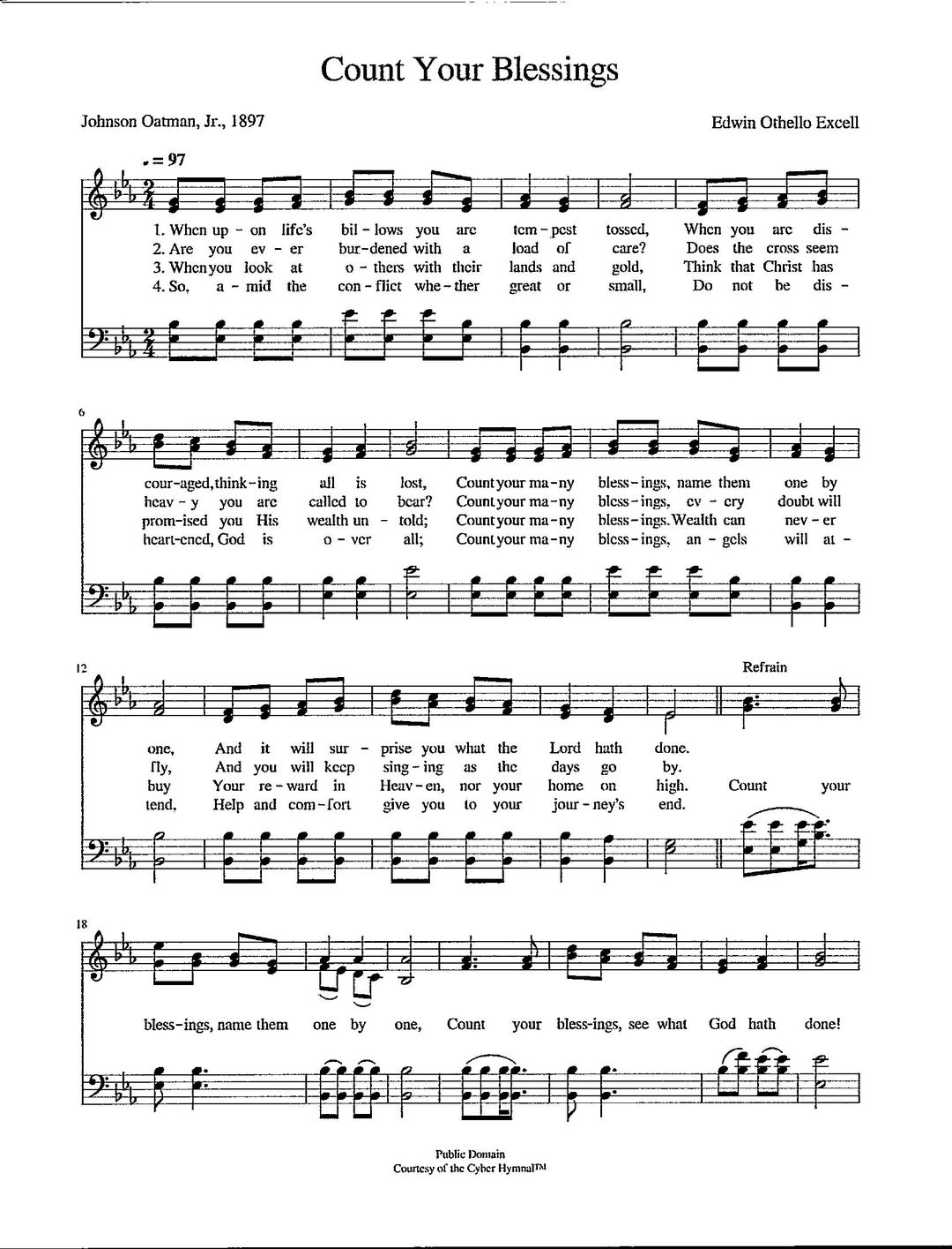 Count Your Blessings - Digital Download Hymn Tune for Piano Organ and ...