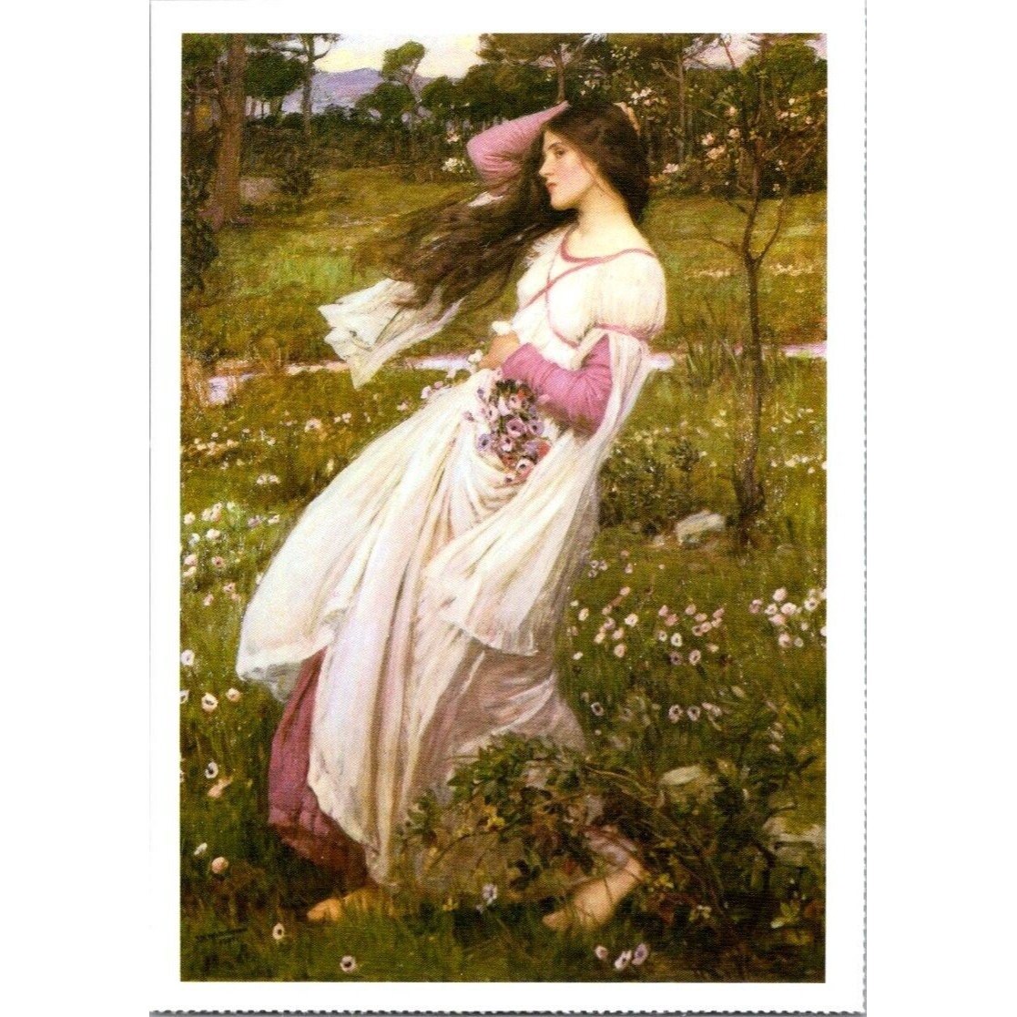 John William Waterhouse Art Card Windflowers 1903 3.5t X 5.5w Unposted ...