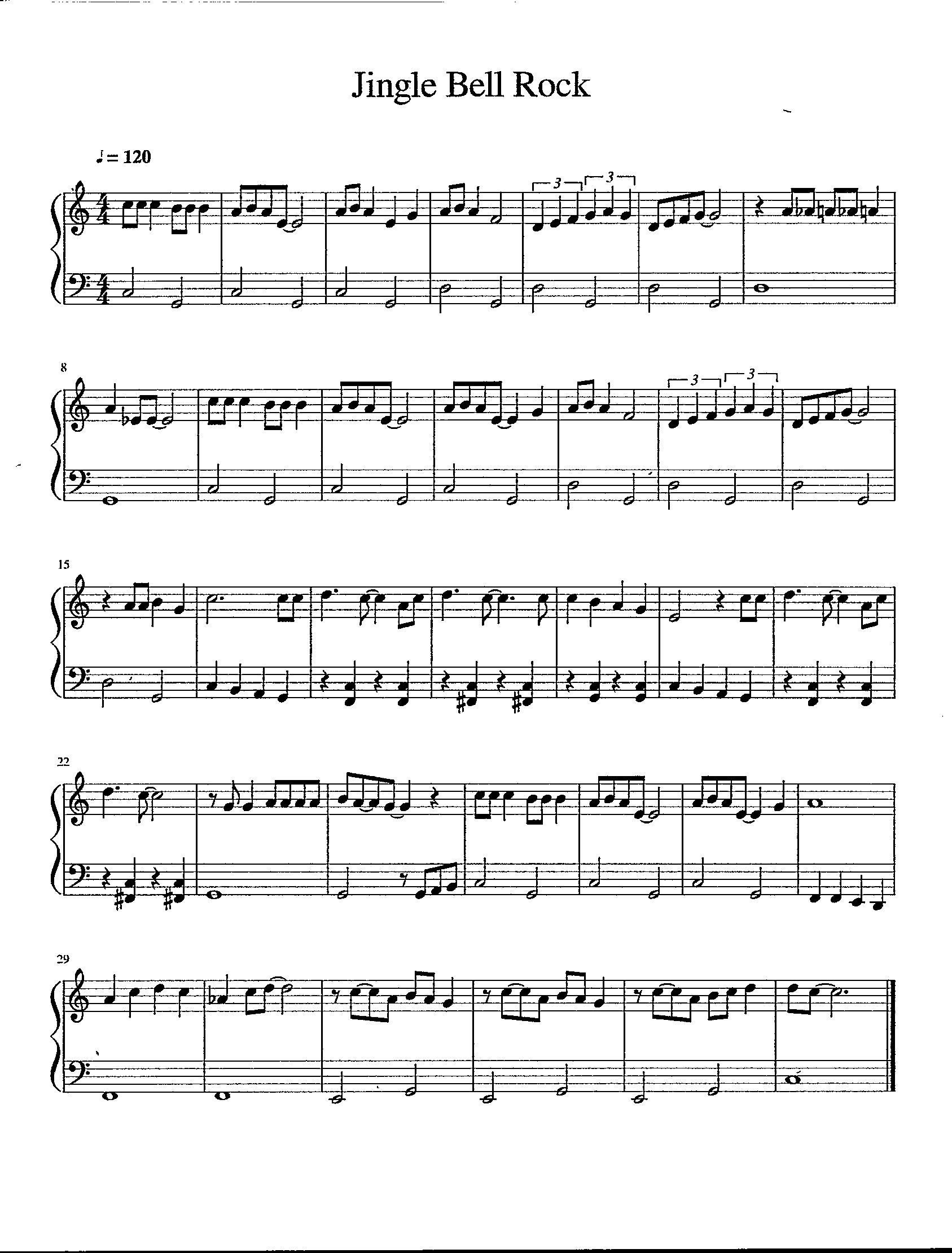 Jingle Bell Rock Easy Digital Piano Solo Key of C Etsy Finland