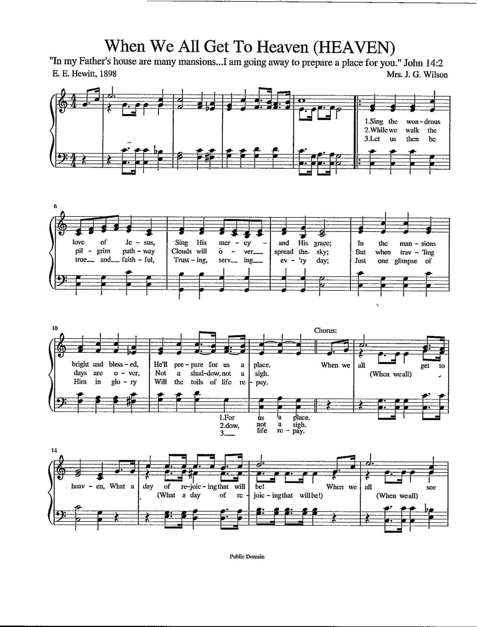 When We All Get to Heaven - Digital Hymn Tune With Verses - Key of C - Etsy