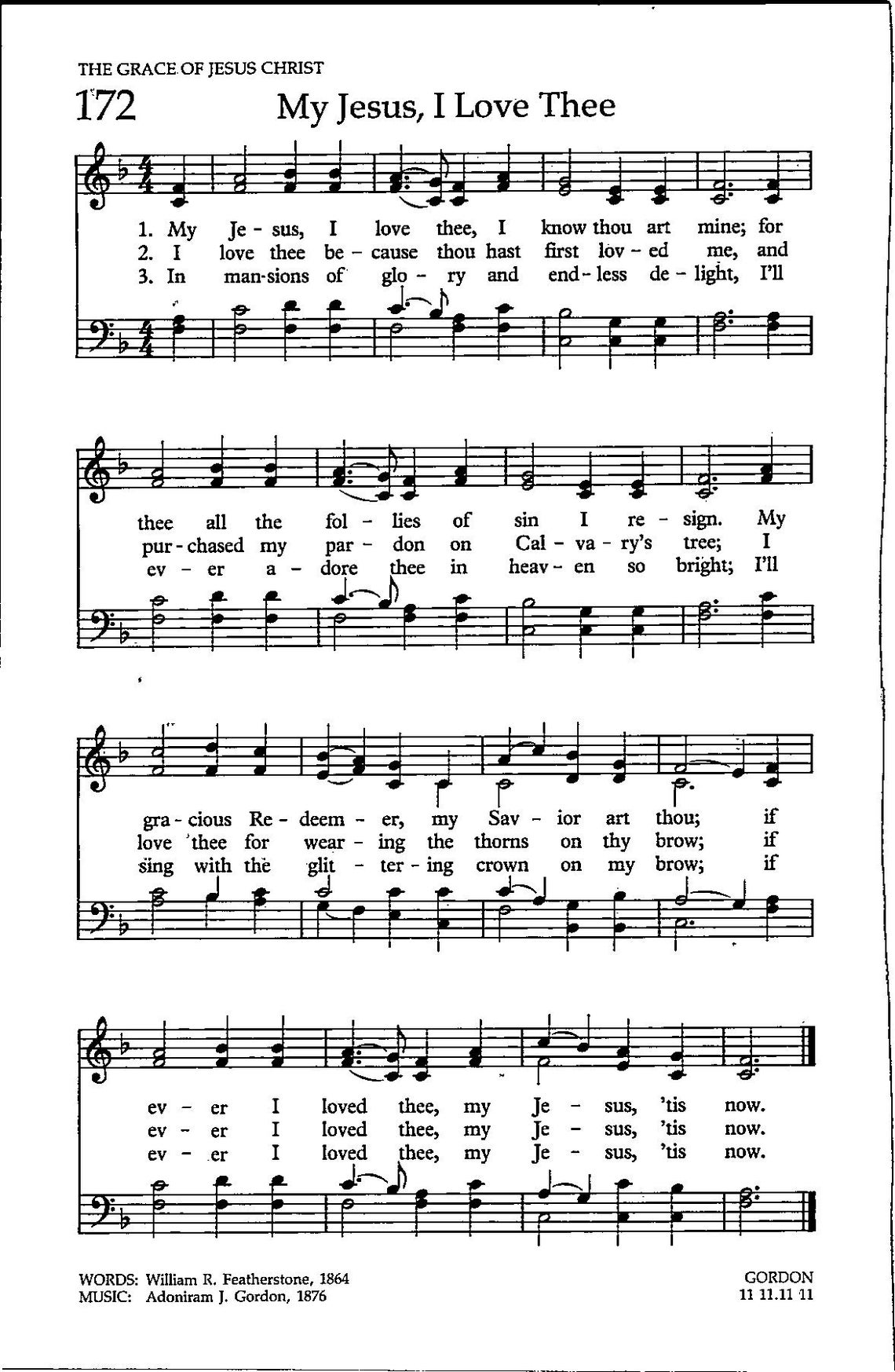 My Jesus I Love Thee Hymn Tune - Digital Sheet Music Key of F - Etsy