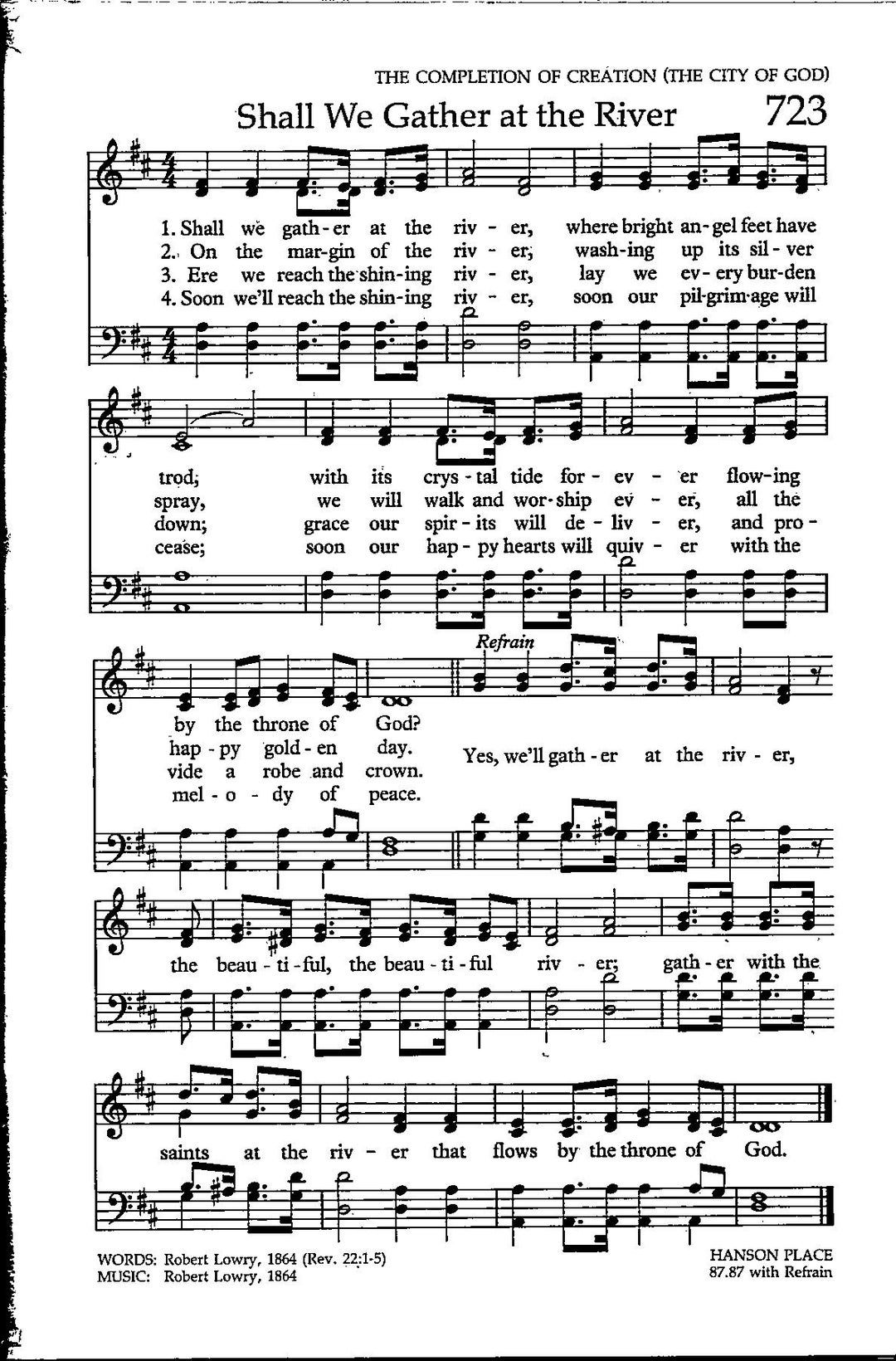Shall We Gather at the River - Digital Hymn Tune Sheet Music Key of D ...