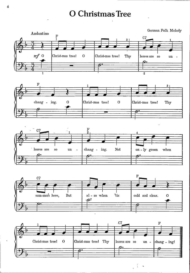 O Christmas Tree - Digital Piano Keyboard Sheet Music - Beginner Level ...