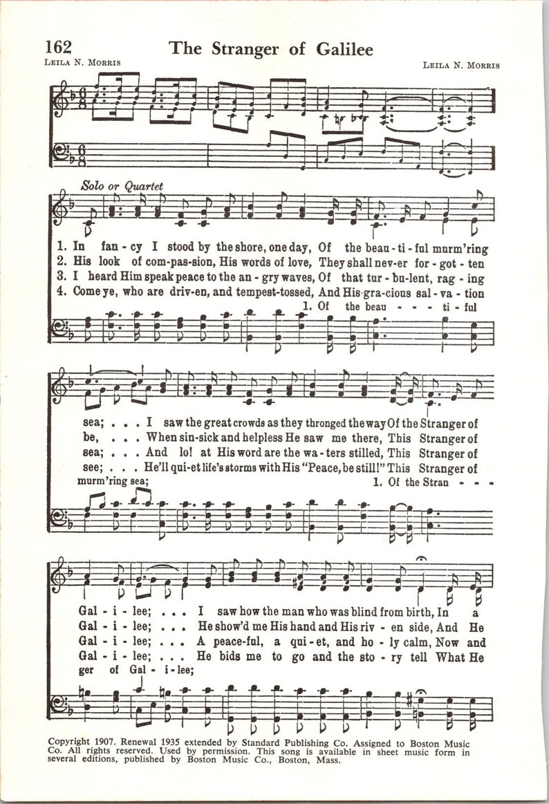 The Stranger of Galilee - Digital Hymn Sheet Music - Key of F - Etsy