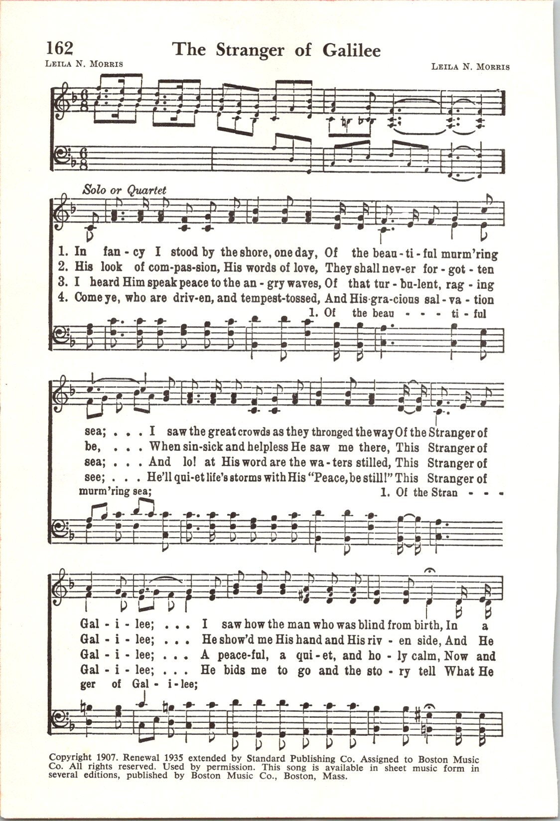 The Stranger of Galilee - Digital Hymn Sheet Music - Key of F - Etsy
