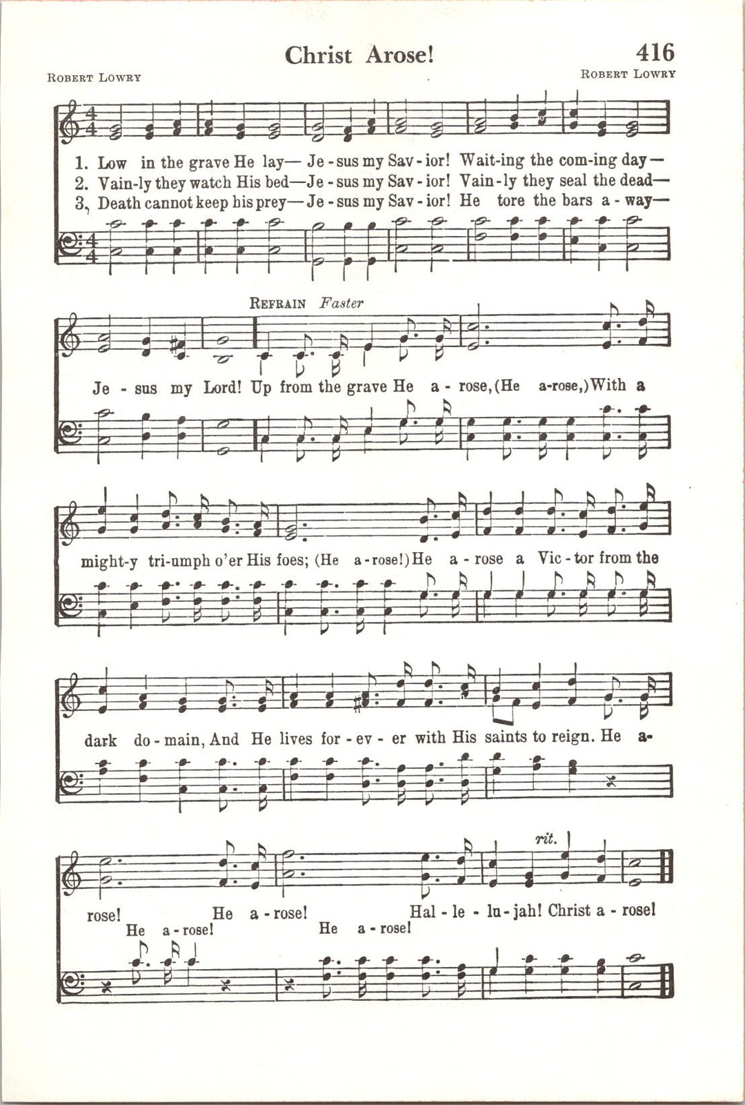 Christ Arose! - Digital Easter Hymn Sheet Music - Key of C - Etsy