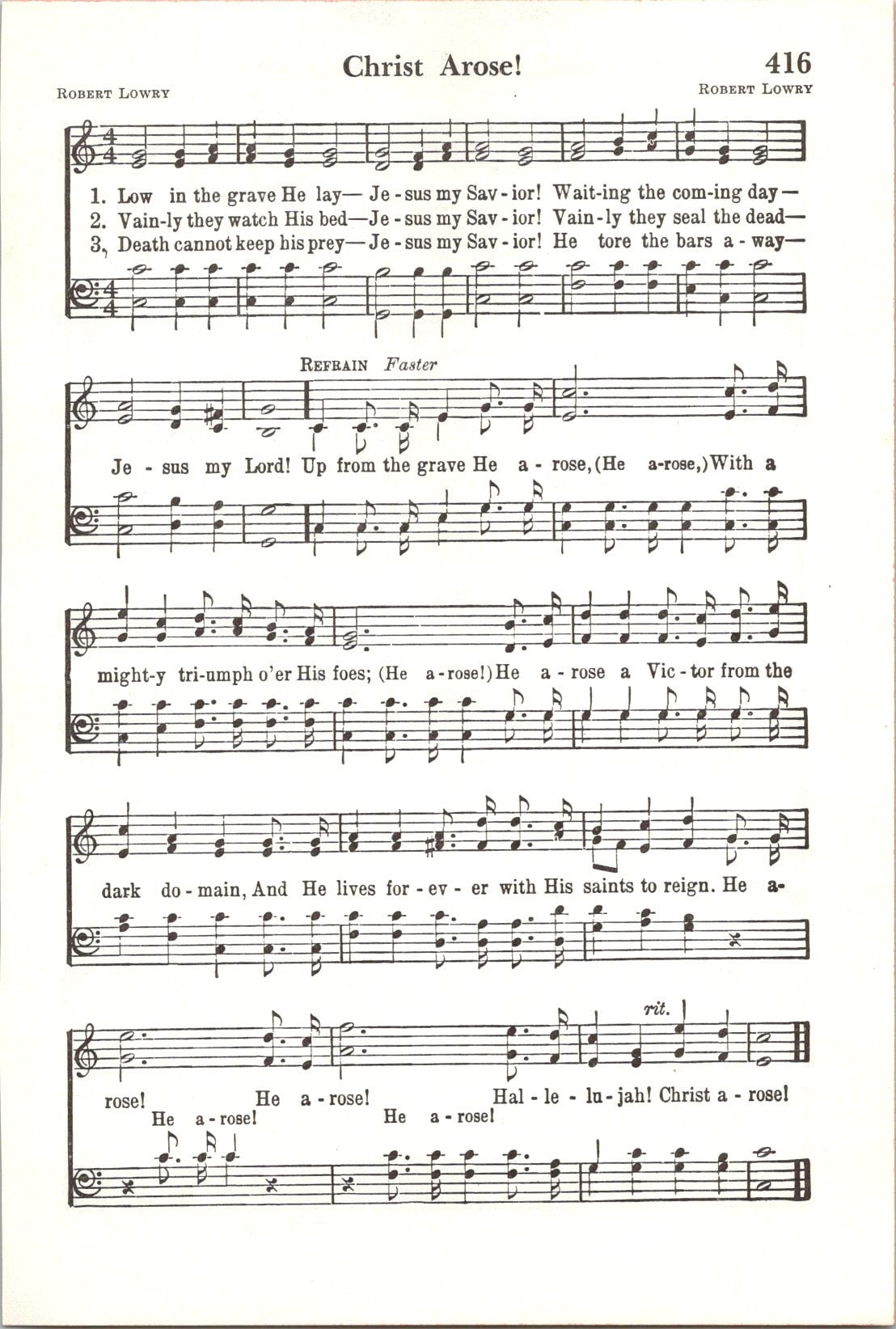 Christ Arose! - Digital Easter Hymn Sheet Music - Key of C - Etsy