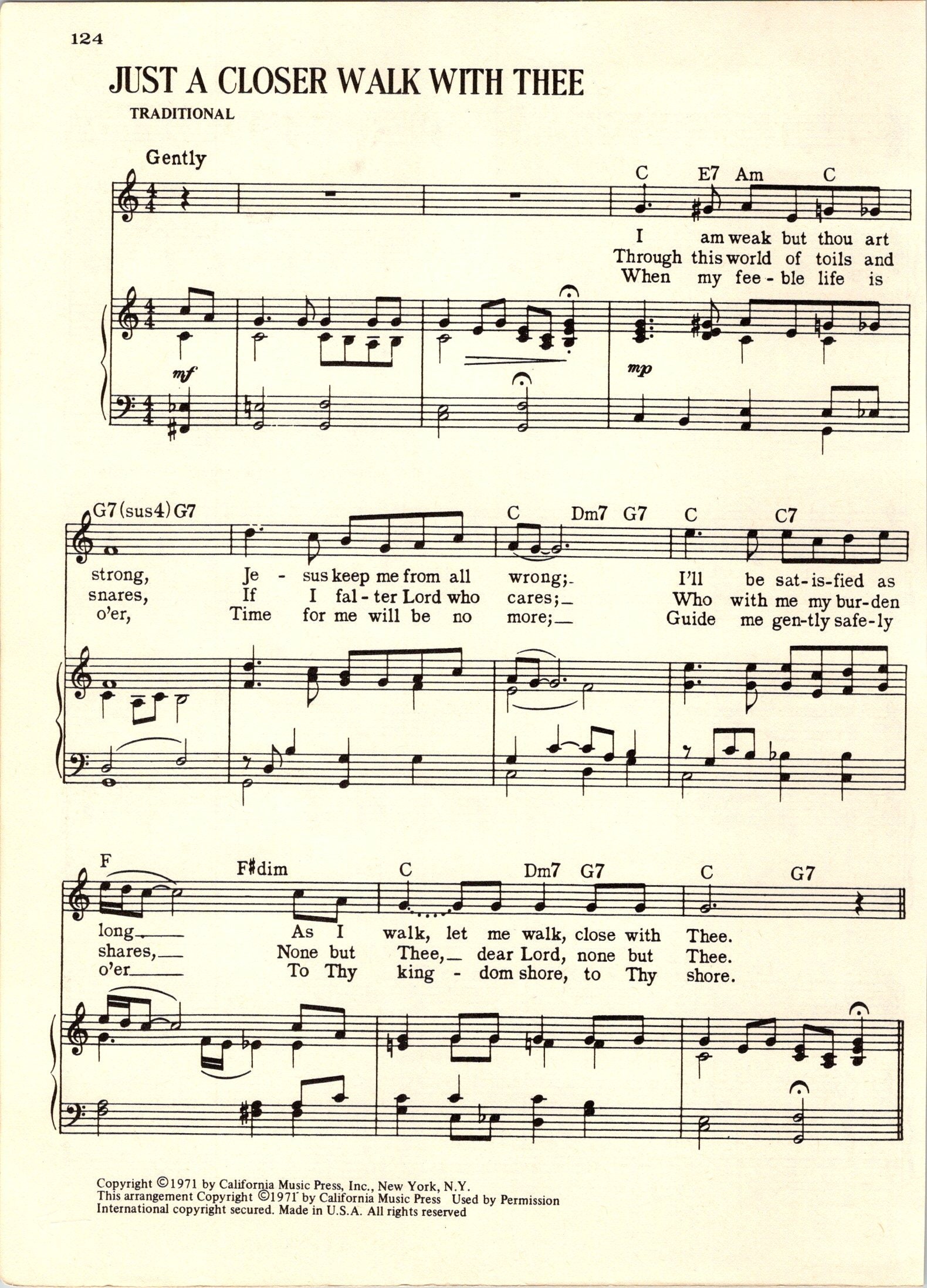 Just A Closer Walk With Thee Hymn Digital Sheet Music For Piano Vocal