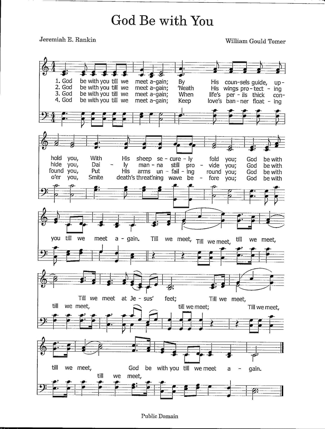 God Be With You - Digital Printable Hymn Tune Key of C - Etsy