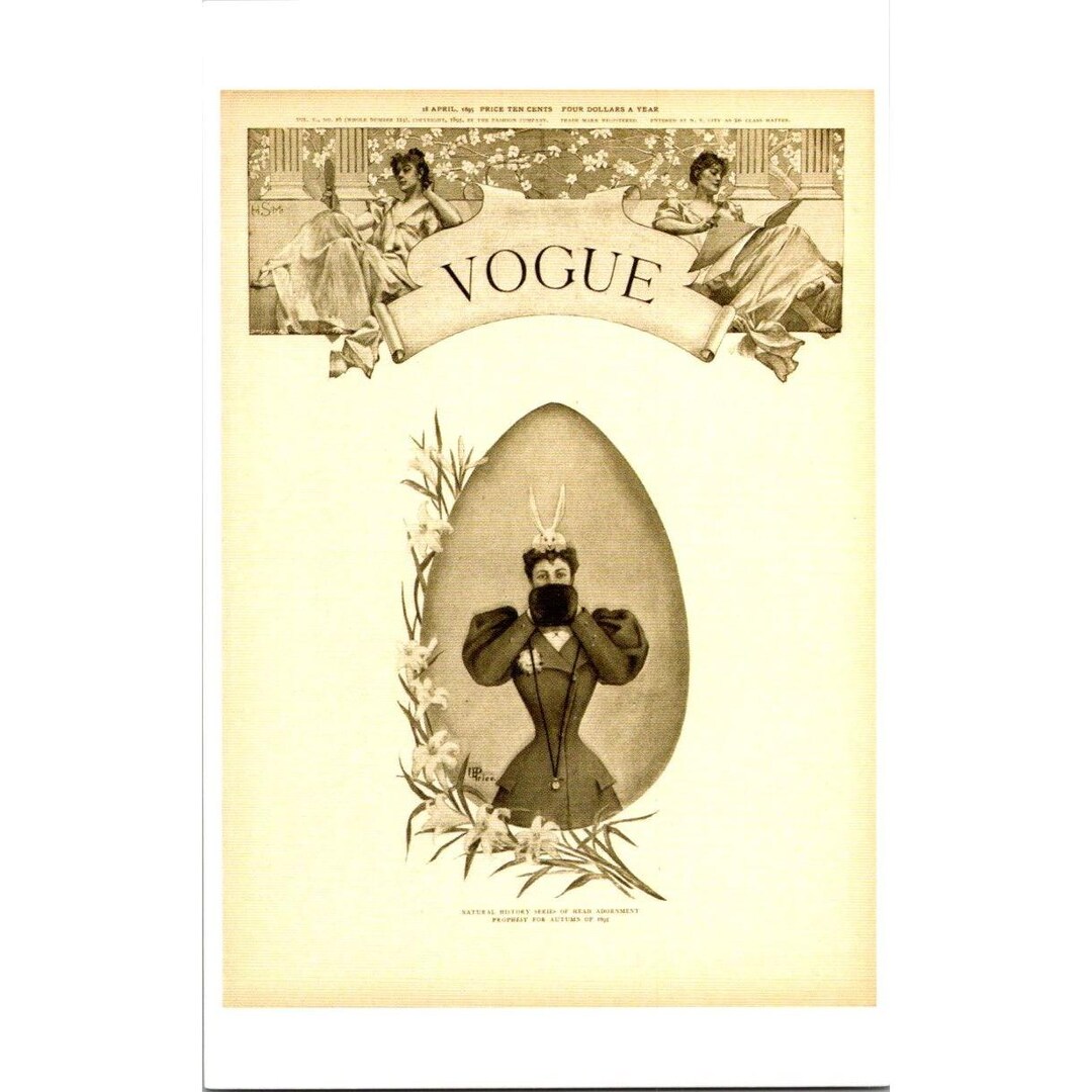 Postcard - Vogue Magazine Cover - April 18, 1895, by I. B. Price - Etsy