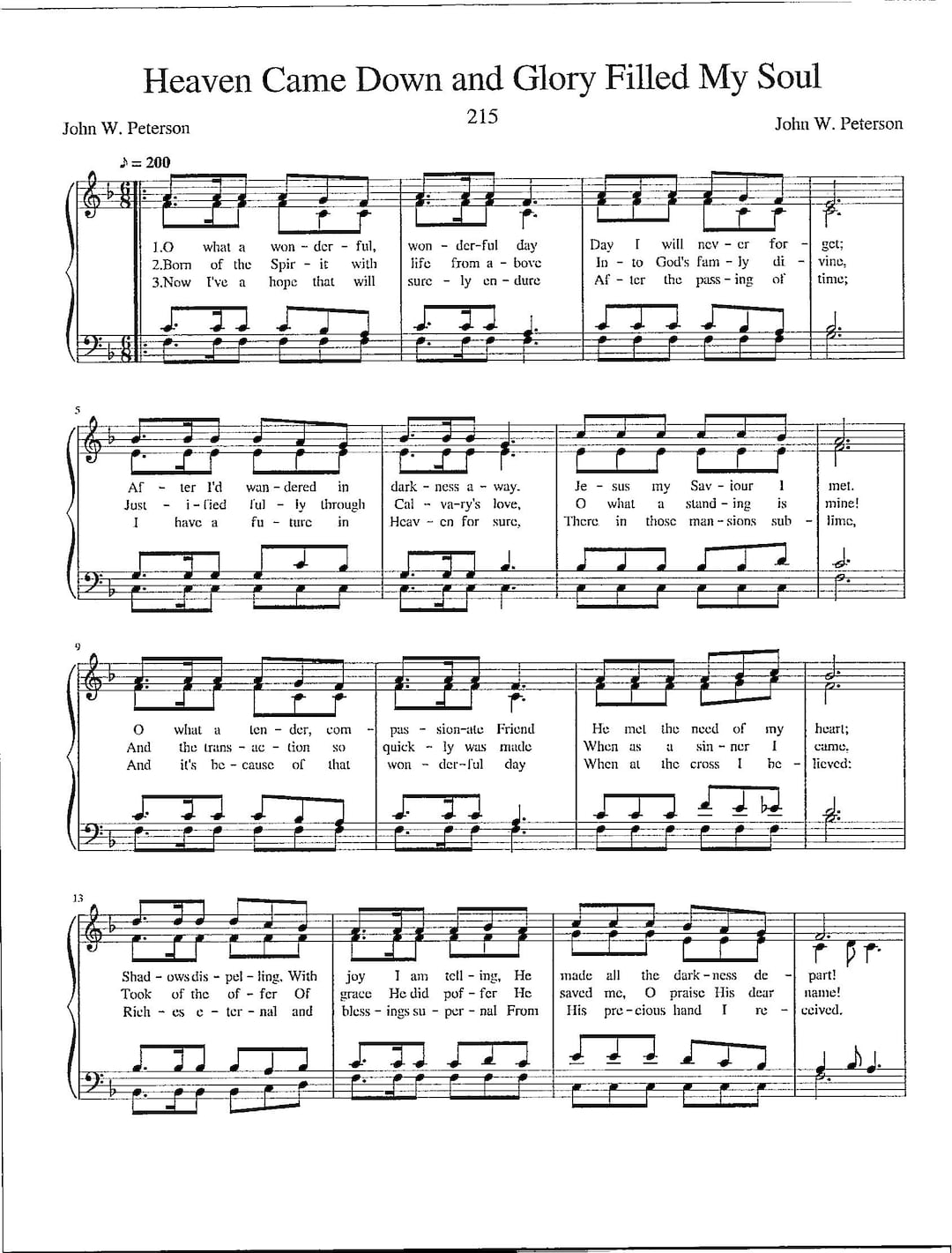 Heaven Came Down and Glory Filled My Soul - Digital Hymn Tune With ...