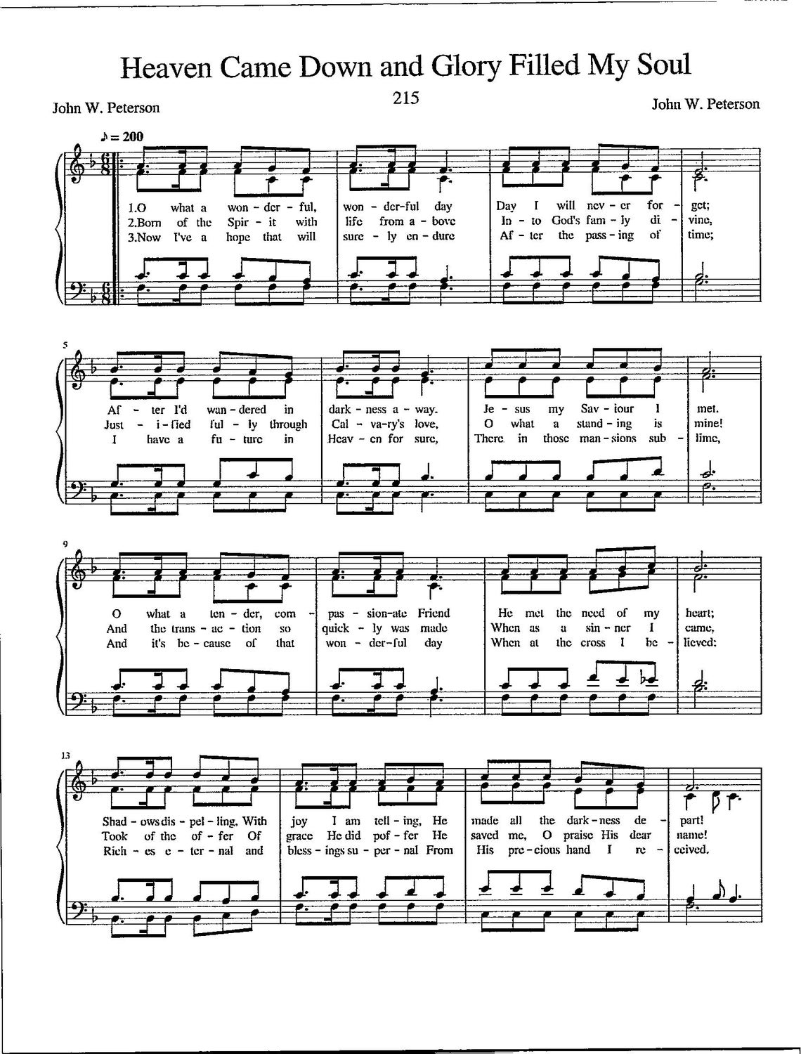 Heaven Came Down and Glory Filled My Soul - Digital Hymn Tune With ...